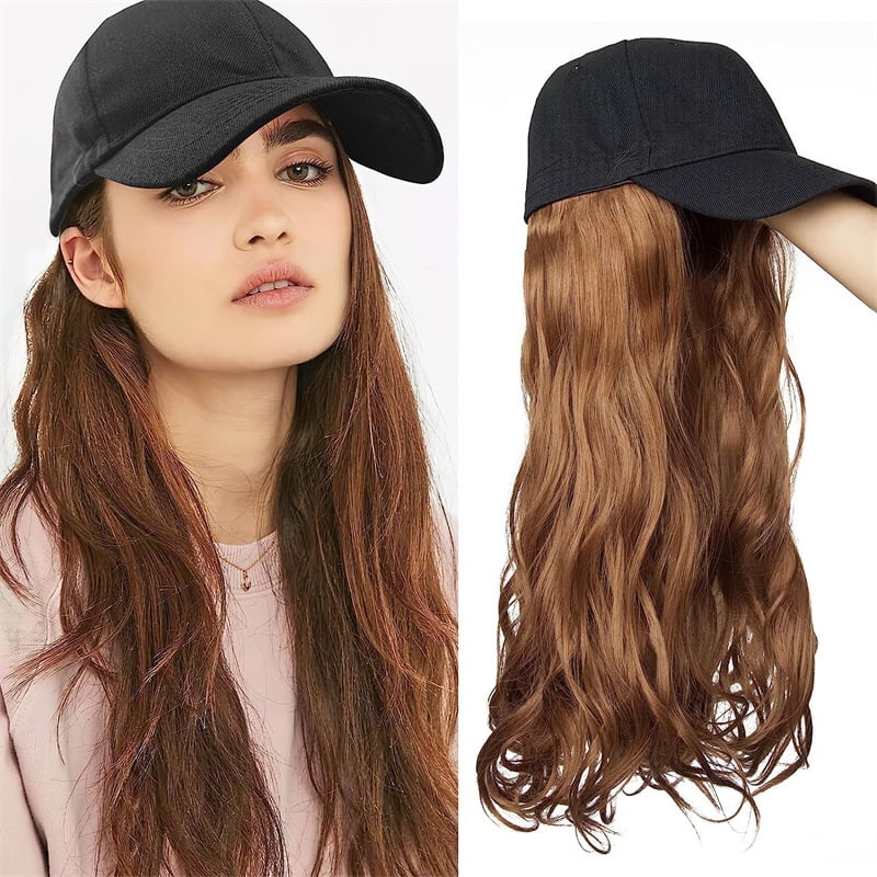 Duck cap wig cap one female long hair one piece wave synthetic fiber ...