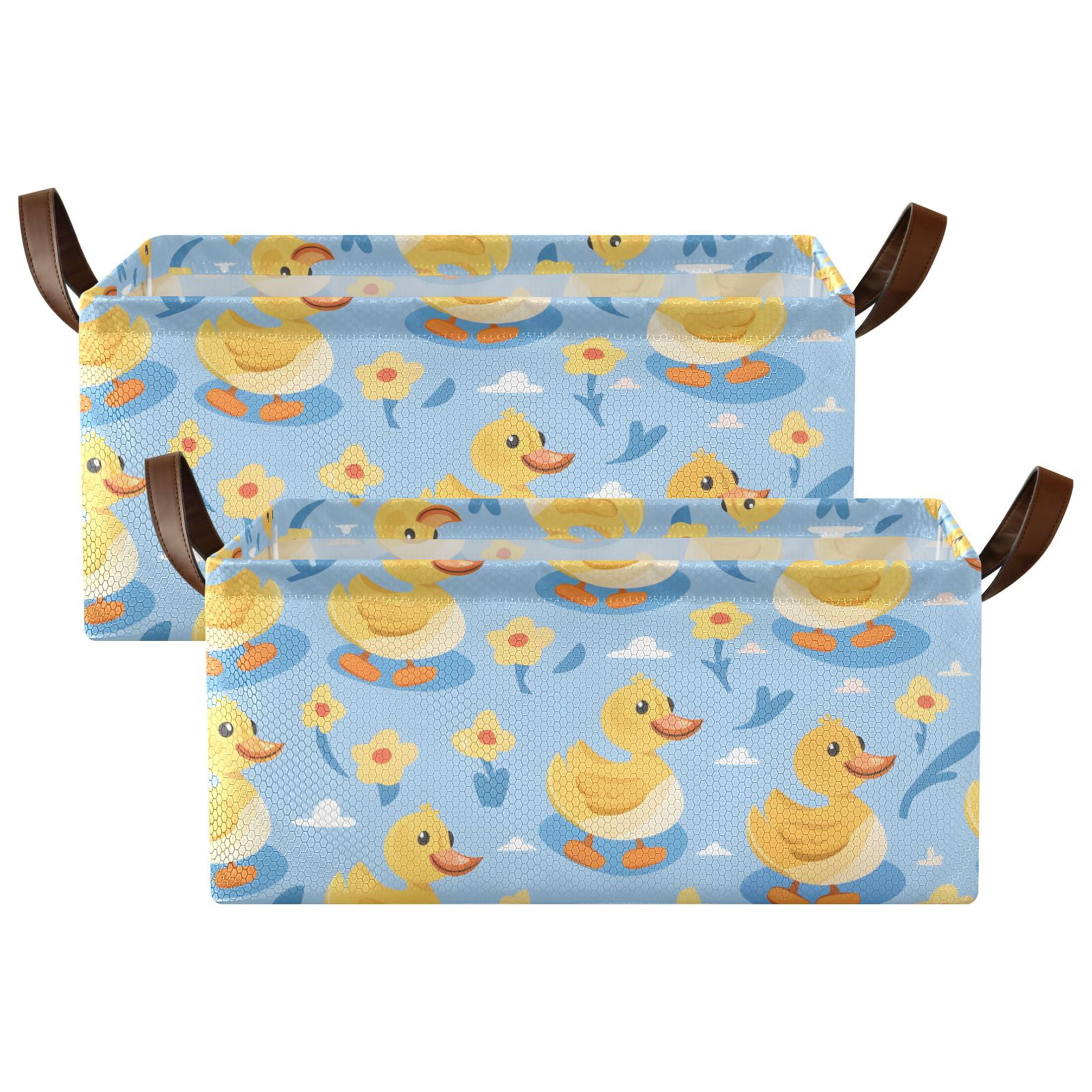 Duck on Water 2 Pcs Collapsible Storage Bins Fabric Shelf Baskets with ...