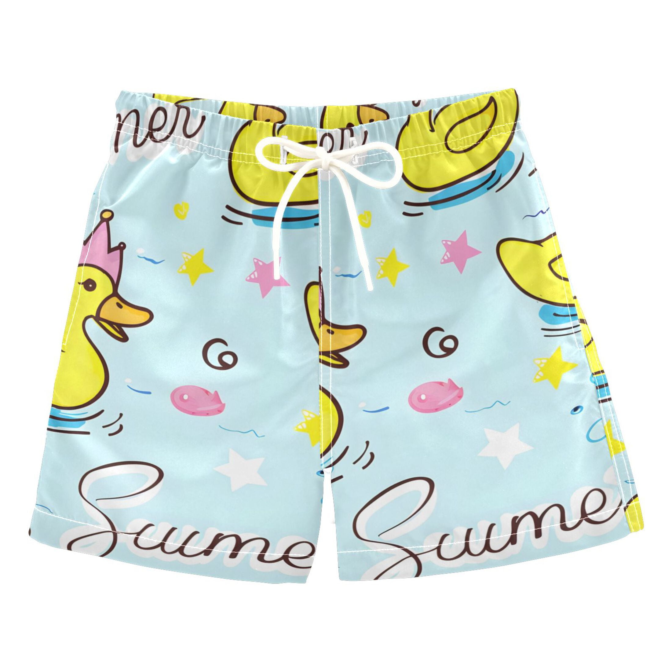 Duck with Crown Bubbles Summer Boys' Swim Trunks Board Shorts Beach ...