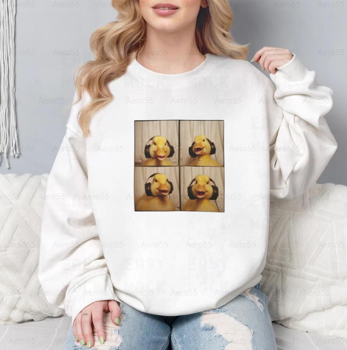 Duck with Headphones Sweatshirt for Meme and Music Fans, for men & women, up to size 5XL ...