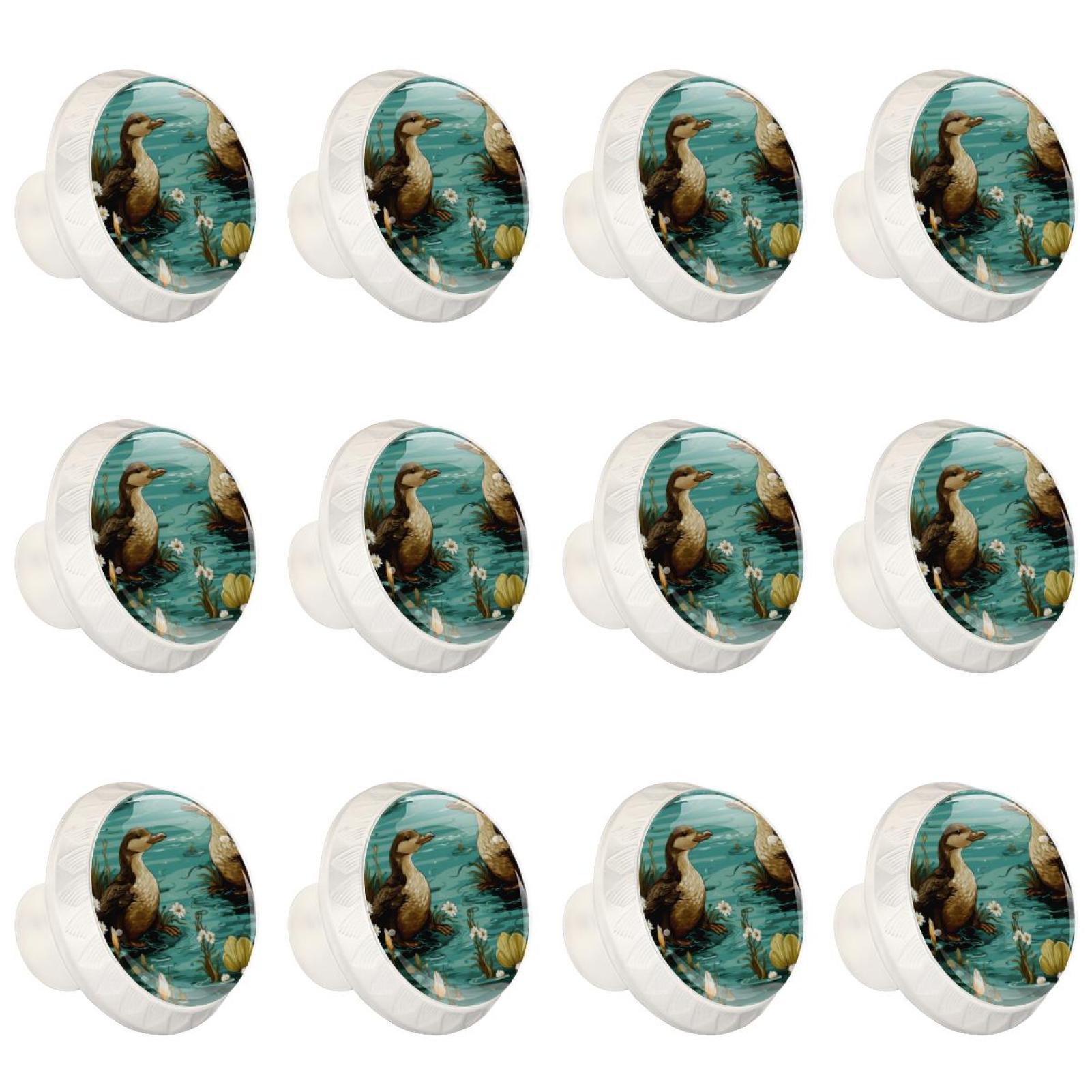 Duckbill 12 Pcs White Round Drawer Pulls with Screws,ABS and Glass ...