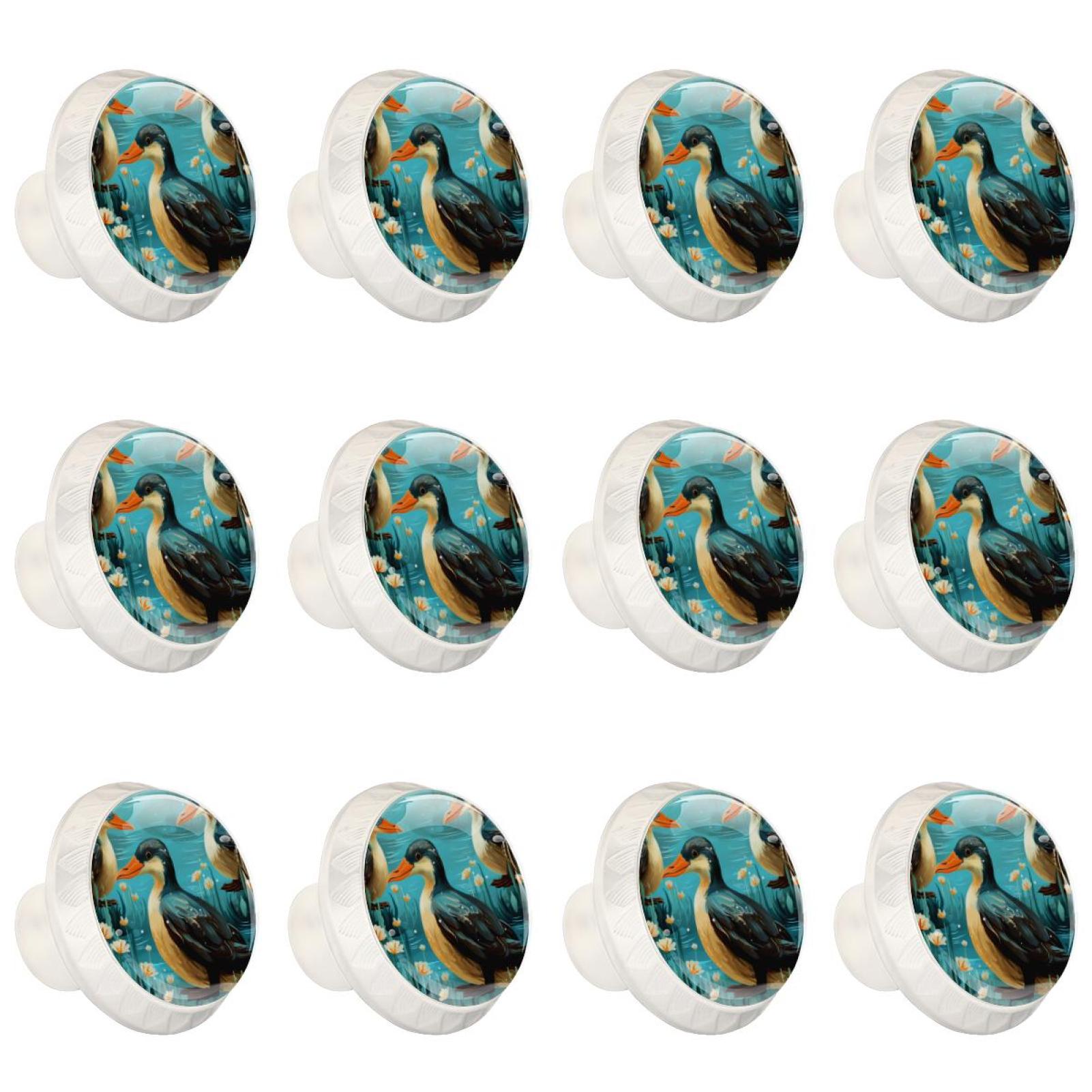 Duckbill 12 Pcs White Round Drawer Pulls with Screws,ABS and Glass ...