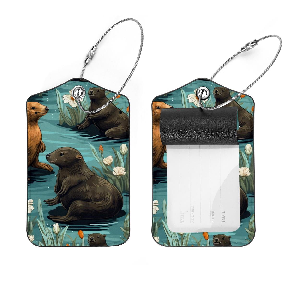 Duckbill 2 Pack Luggage Tags Suitcases PU Leather Travel Bag & Baggage ...