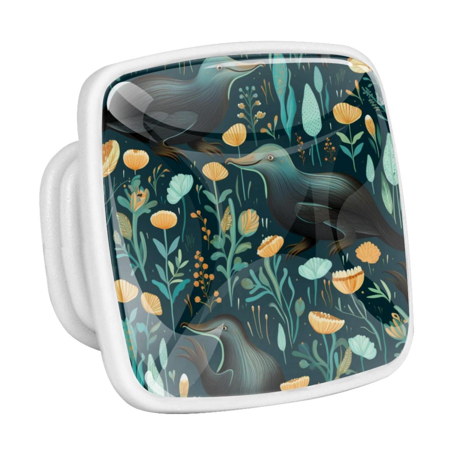 Duckbill Fluorescent Drawer Pulls with Screws Square 4-Pack Glow Dark ...