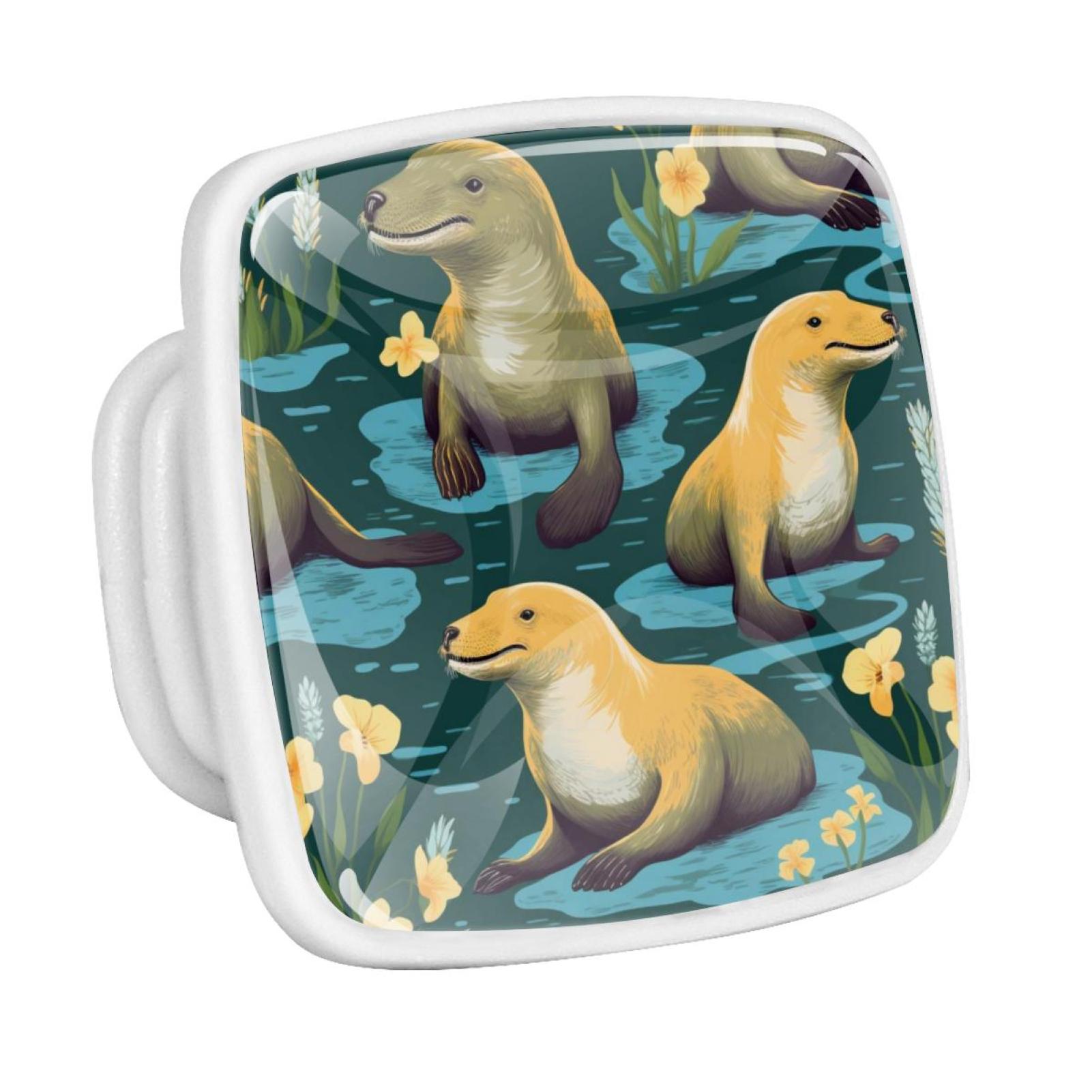 Duckbill Fluorescent Drawer Pulls with Screws Square 4-Pack Glow Dark ...