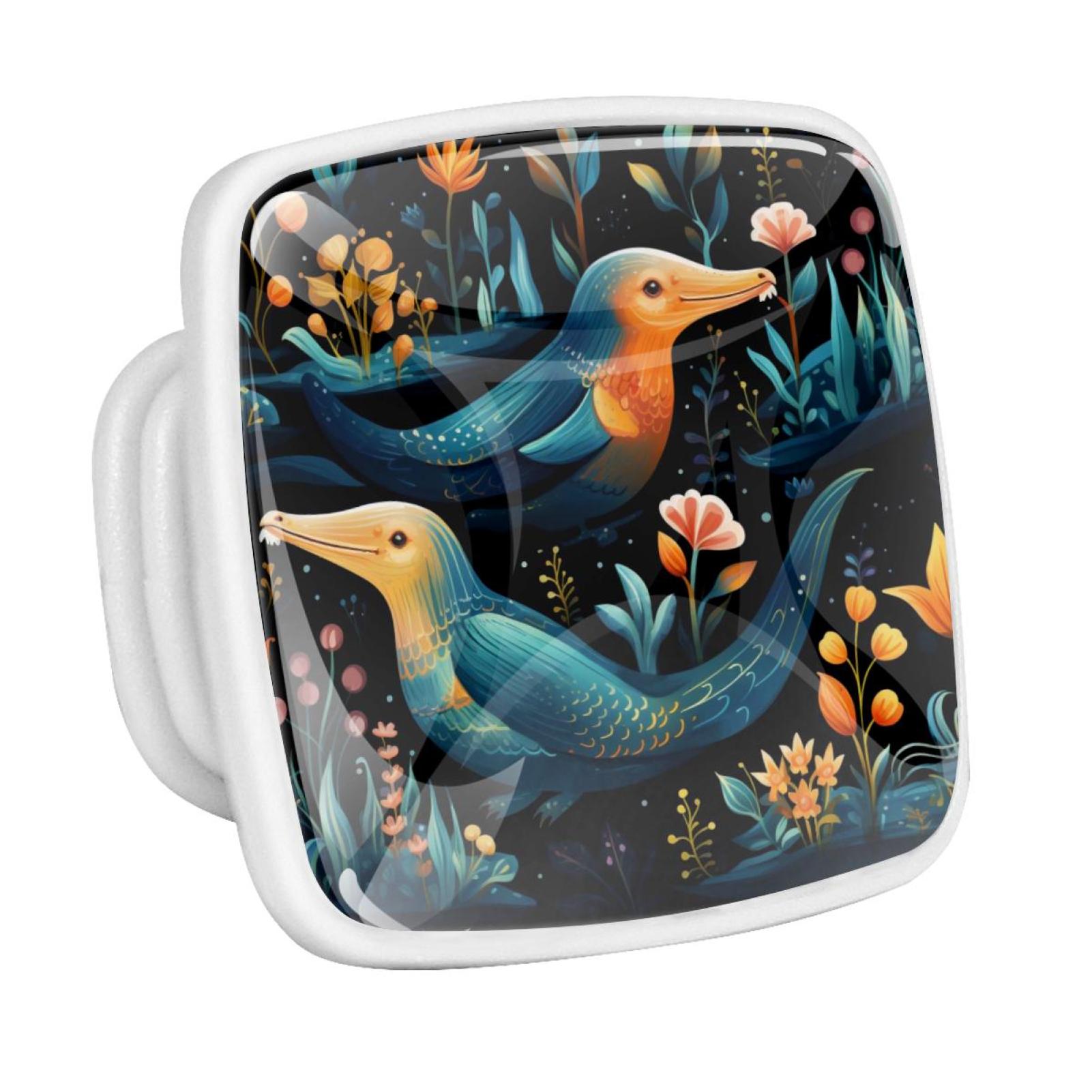 Duckbill Fluorescent Drawer Pulls with Screws Square 4-Pack Glow Dark ...