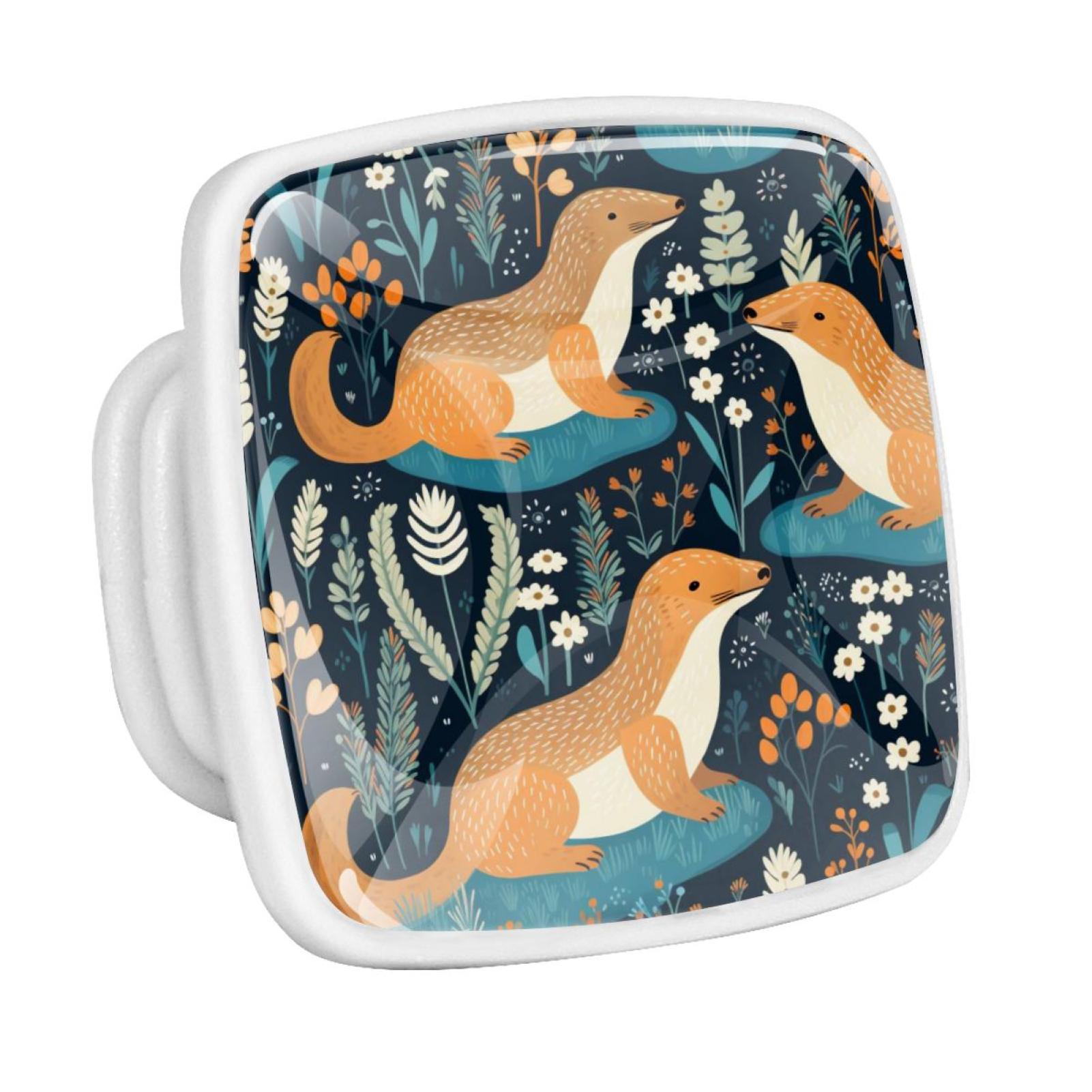 Duckbill Fluorescent Drawer Pulls with Screws Square 4-Pack Glow Dark ...