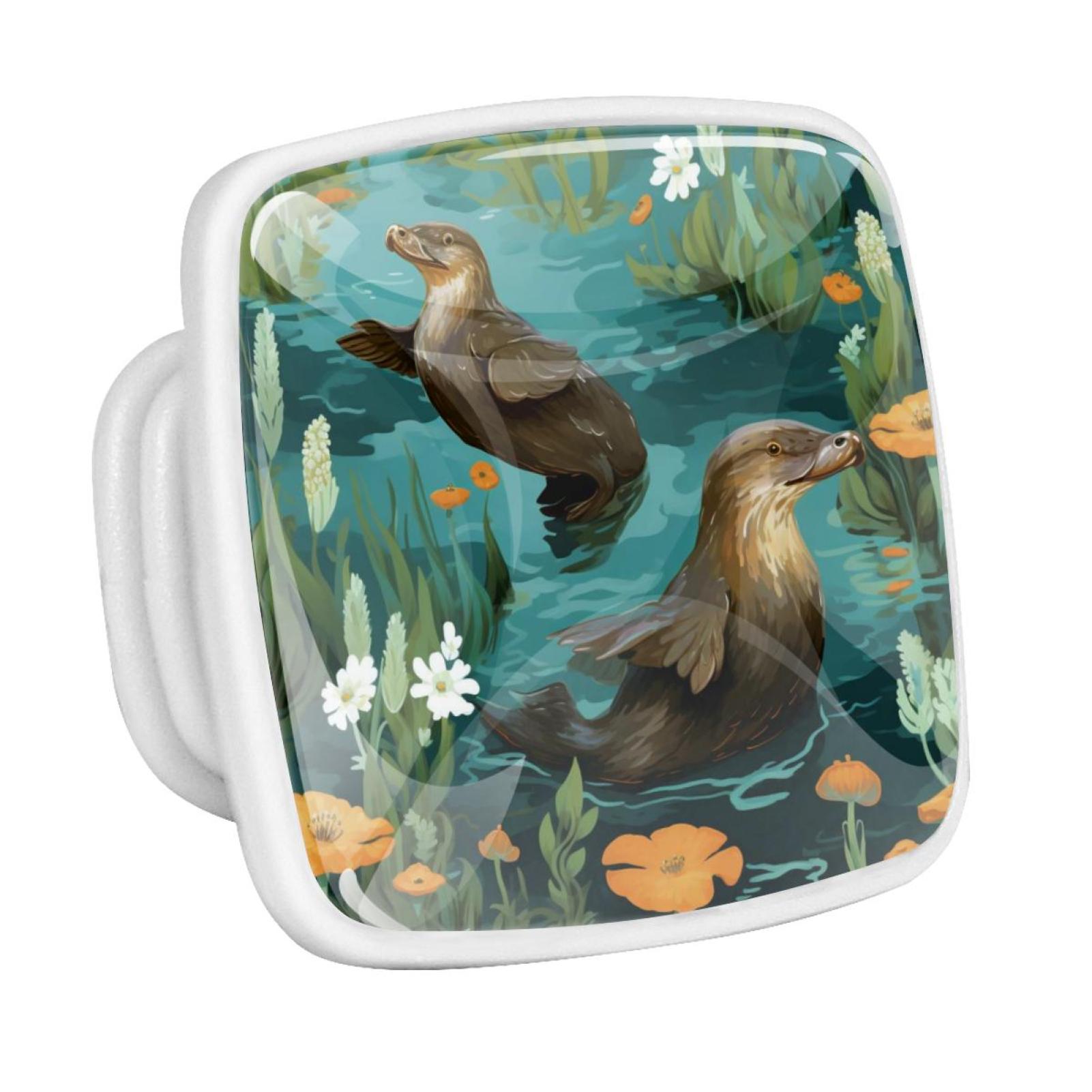 Duckbill Fluorescent Drawer Pulls with Screws Square 4-Pack Glow Dark ...