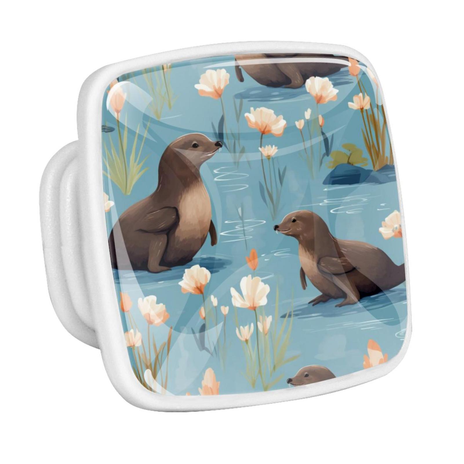 Duckbill Fluorescent Drawer Pulls with Screws Square 4-Pack Glow Dark ...