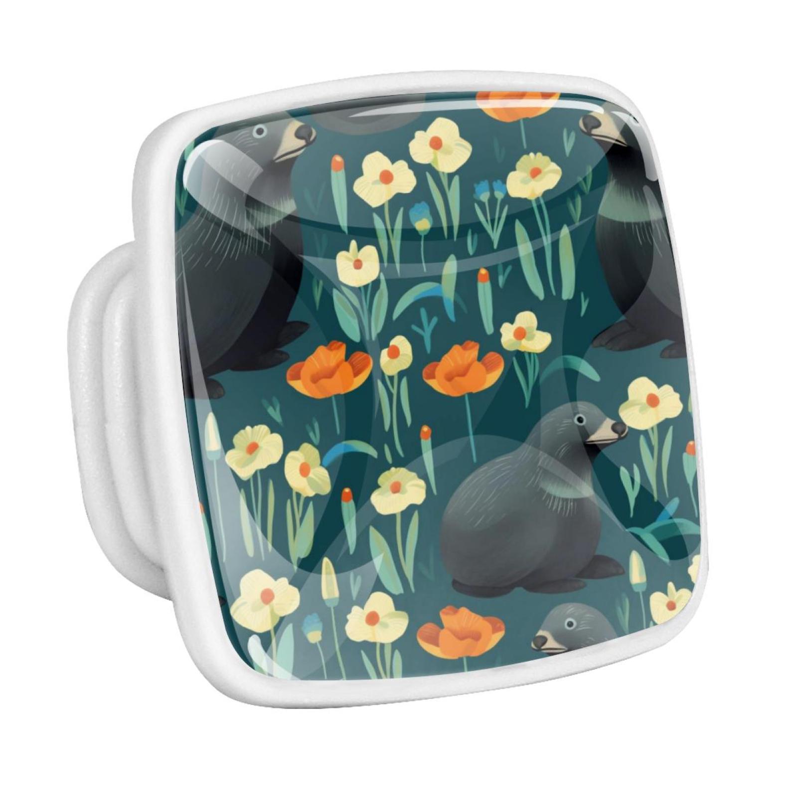 Duckbill Fluorescent Drawer Pulls with Screws Square 4-Pack Glow Dark ...