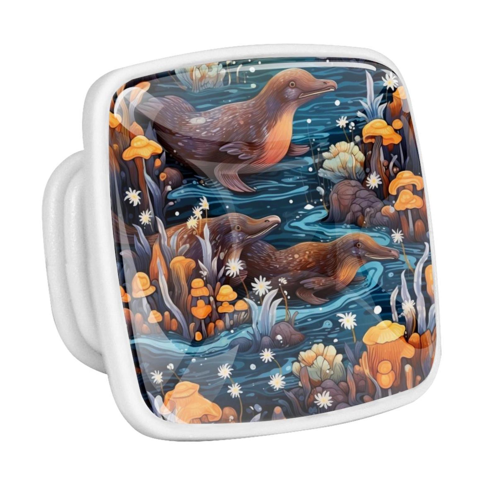 Duckbill Fluorescent Drawer Pulls with Screws Square 4-Pack Glow Dark ...