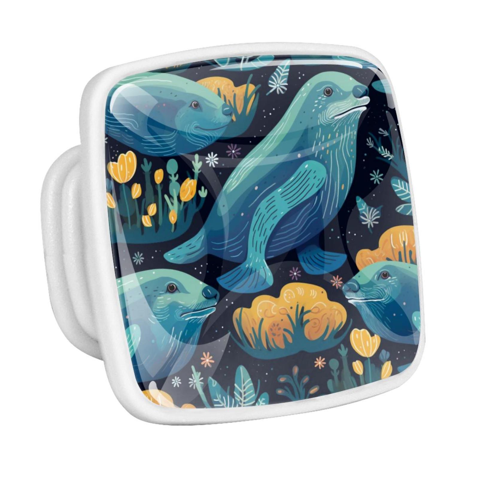 Duckbill Fluorescent Drawer Pulls with Screws Square 4-Pack Glow Dark ...