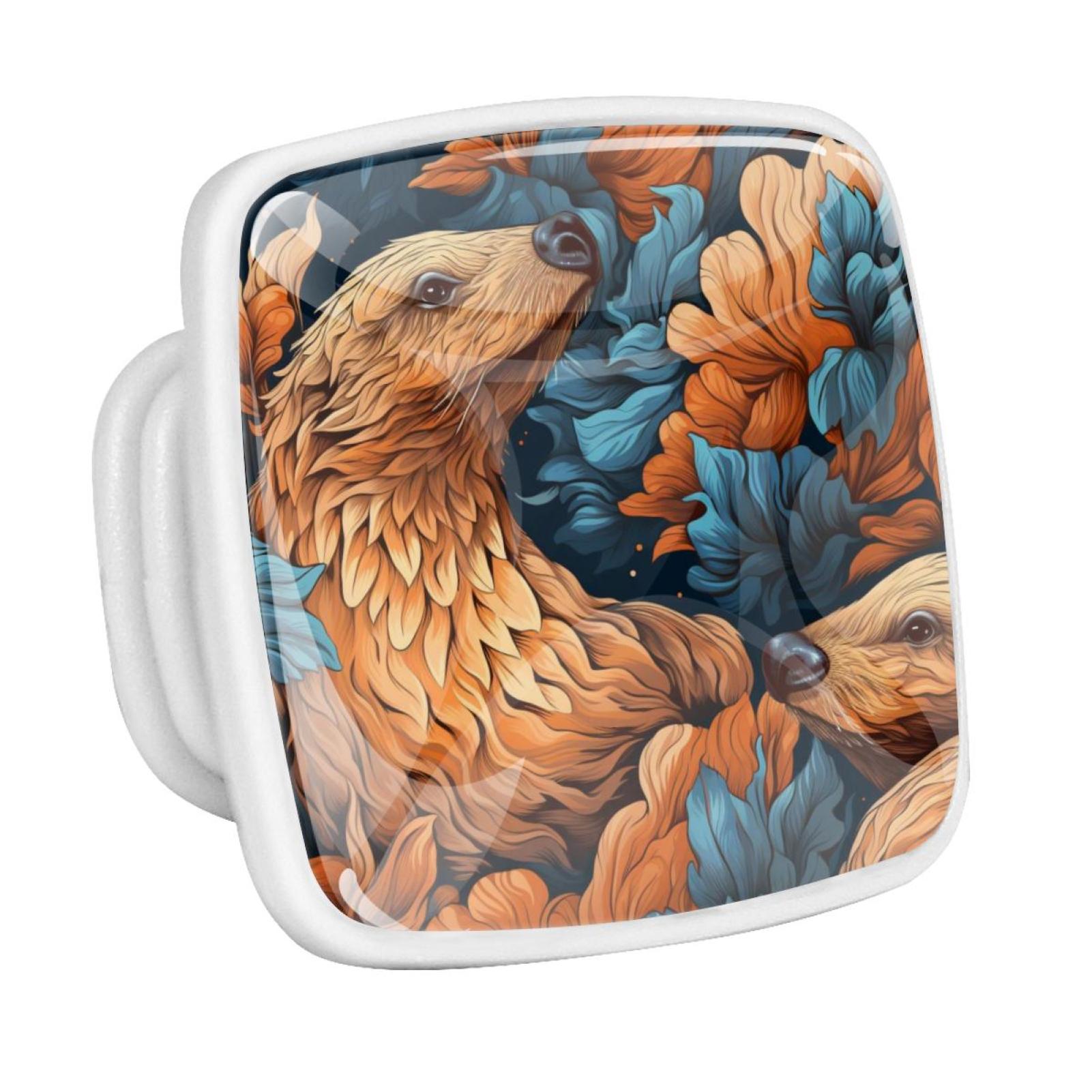 Duckbill Fluorescent Drawer Pulls with Screws Square 4-Pack Glow Dark ...