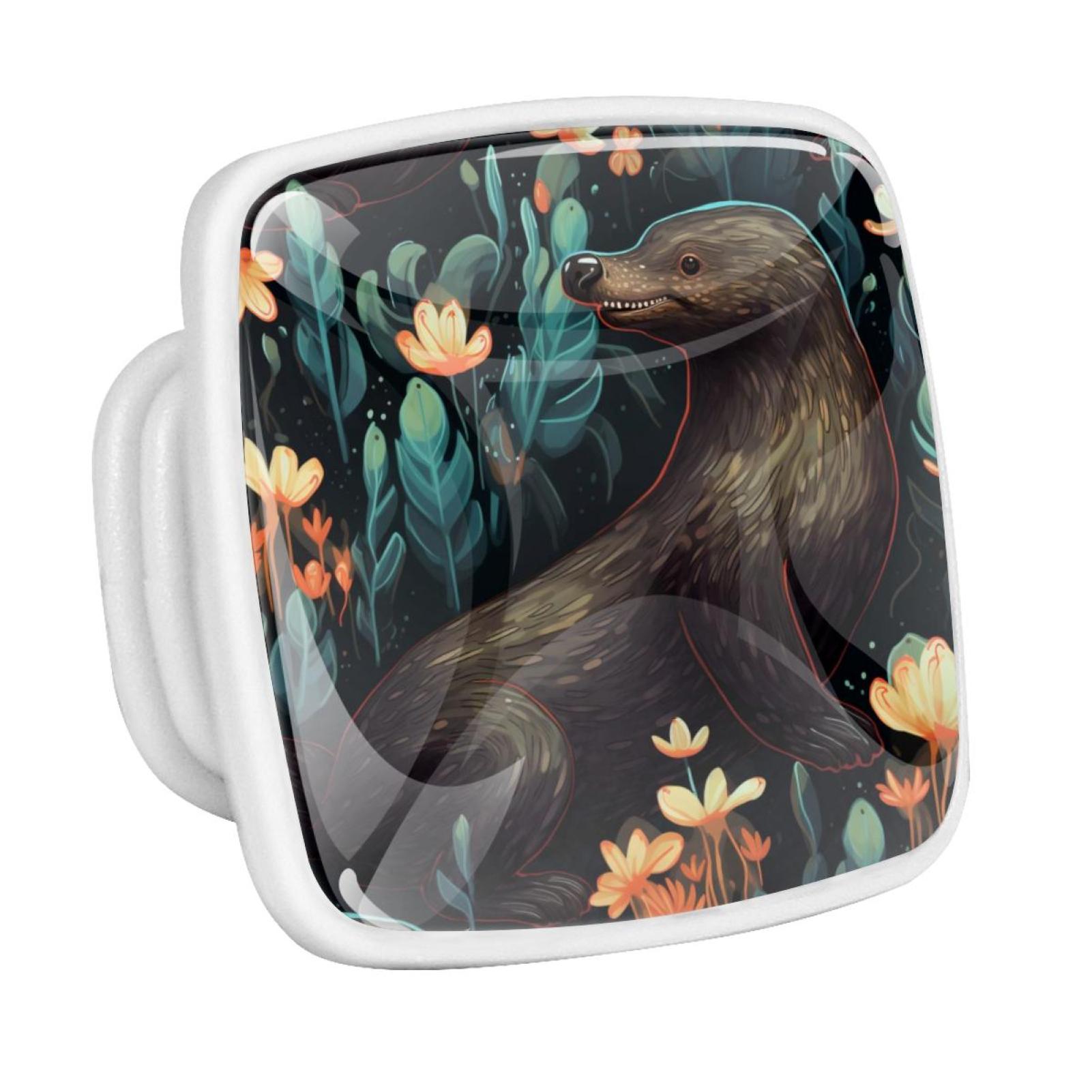 Duckbill Fluorescent Drawer Pulls with Screws Square 4-Pack Glow Dark ...