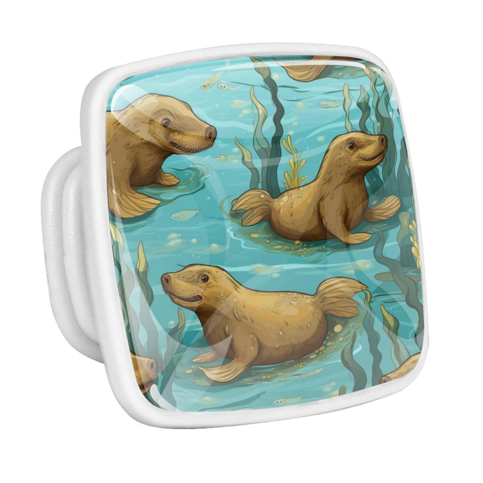 Duckbill Fluorescent Drawer Pulls with Screws Square 4-Pack Glow Dark ...