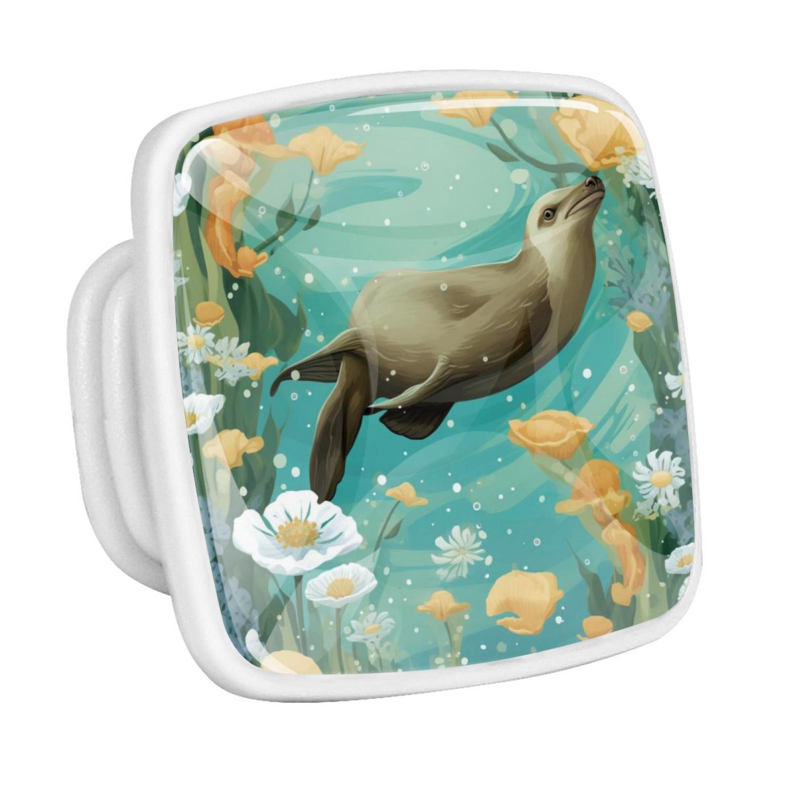 Duckbill Fluorescent Drawer Pulls with Screws Square 4-Pack Glow Dark ...