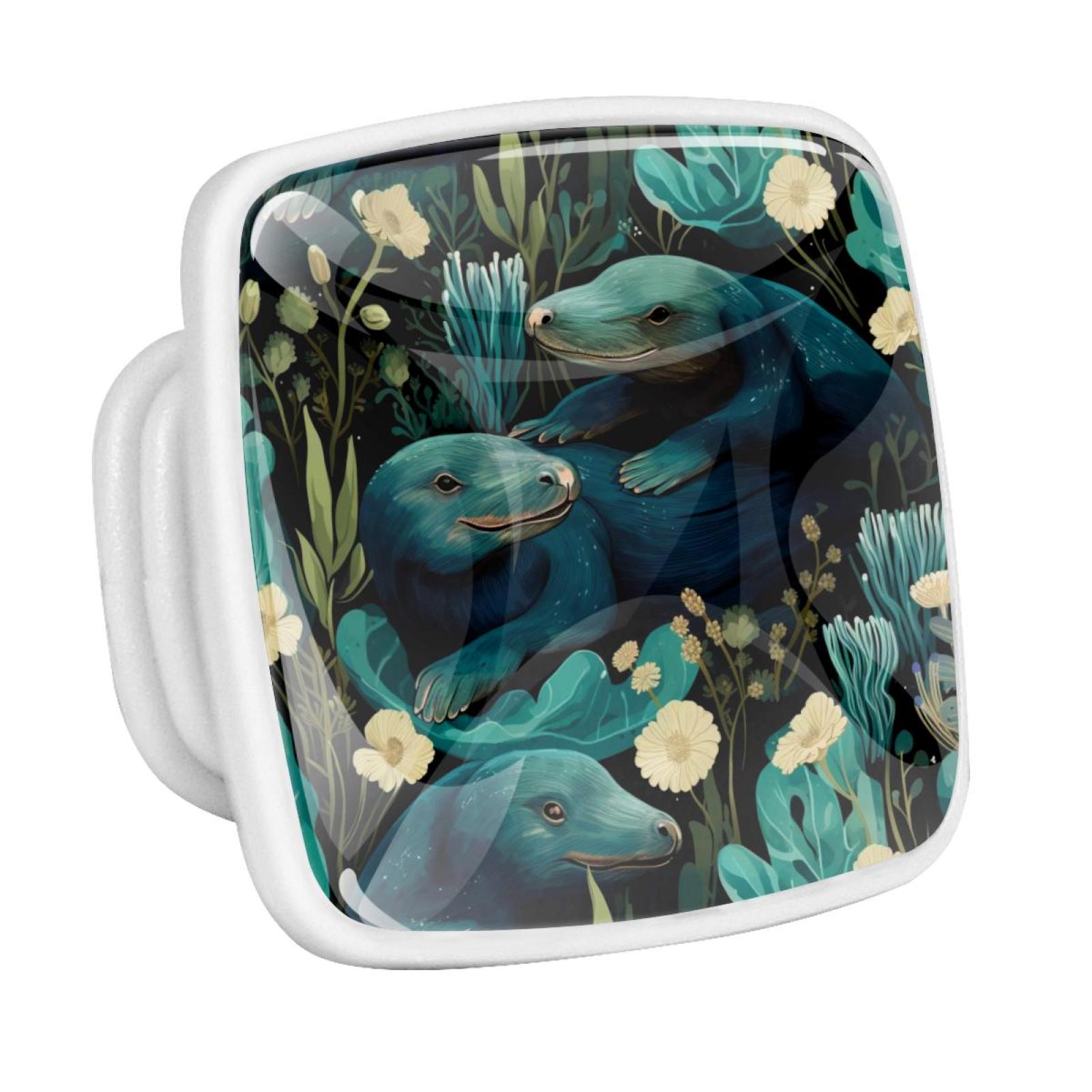 Duckbill Fluorescent Drawer Pulls with Screws Square 4-Pack Glow Dark ...