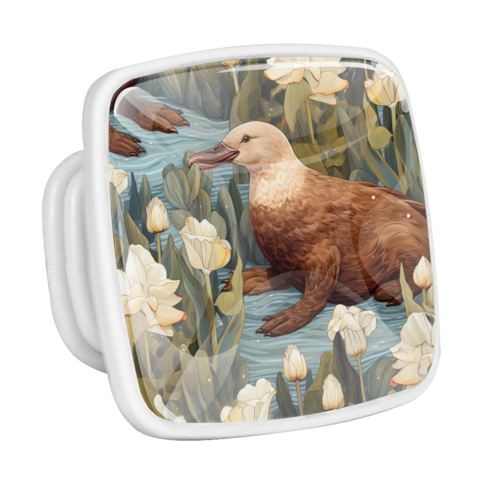 Duckbill Fluorescent Drawer Pulls with Screws Square 4-Pack Glow Dark ...