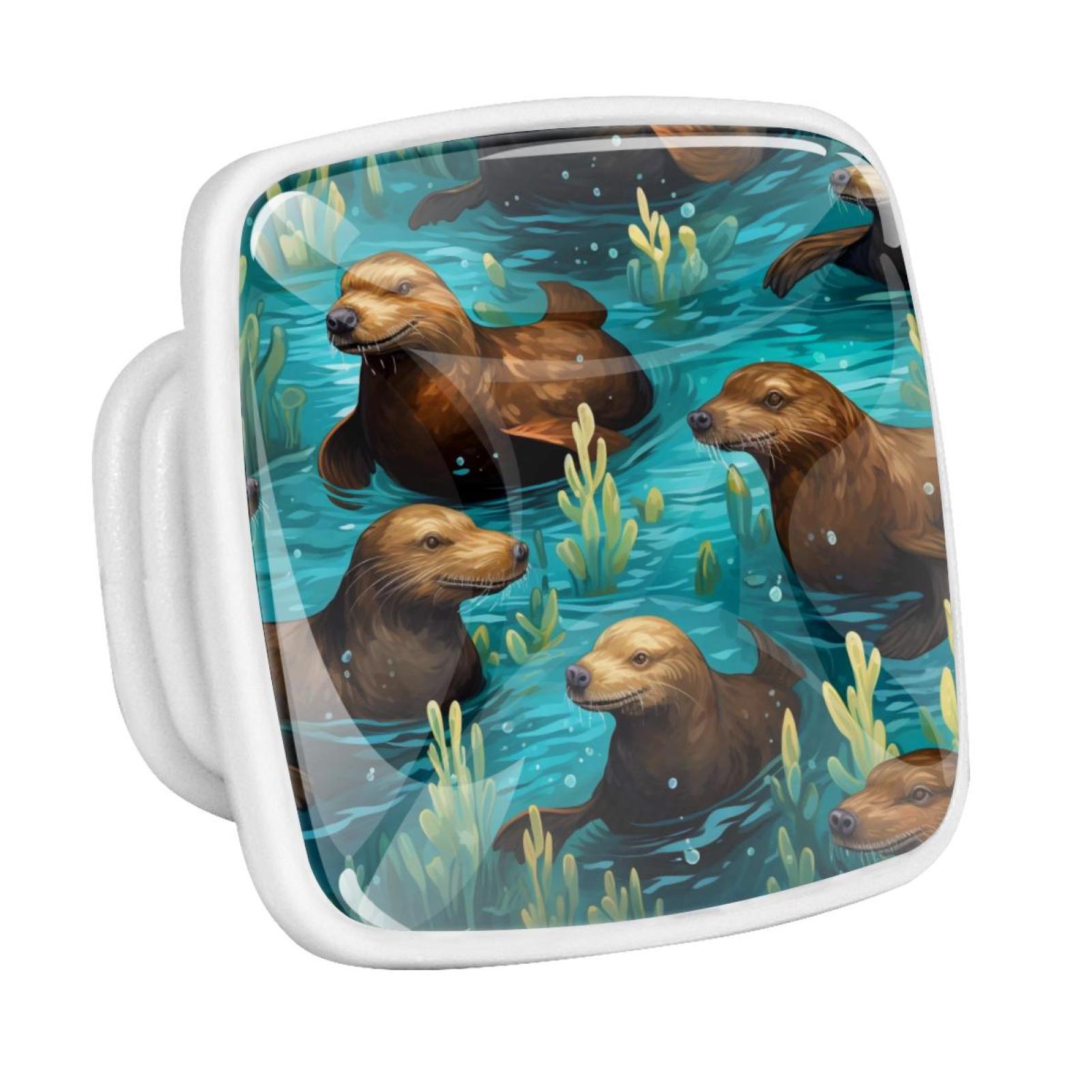 Duckbill Fluorescent Drawer Pulls with Screws Square 4-Pack Glow Dark ...