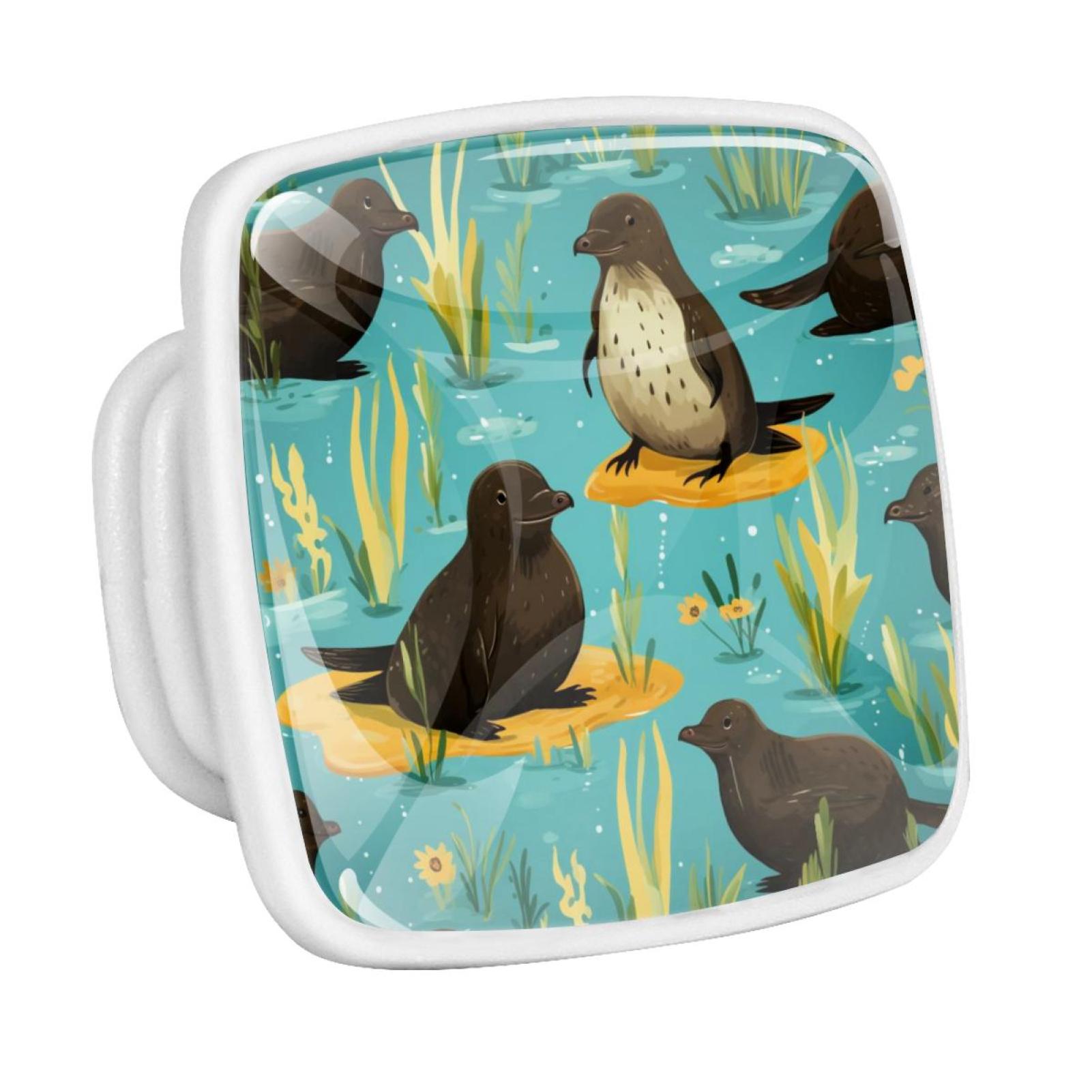 Duckbill Fluorescent Drawer Pulls with Screws Square 4-Pack Glow Dark ...