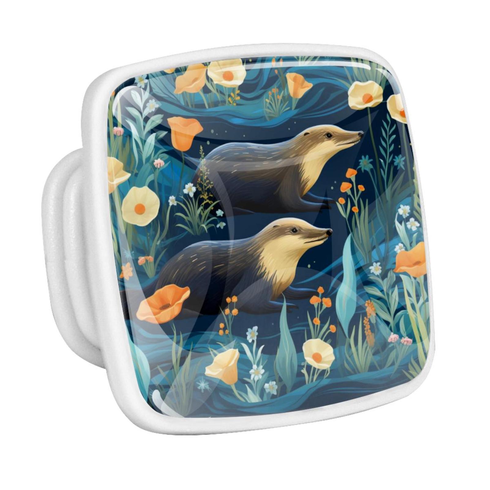 Duckbill Fluorescent Drawer Pulls with Screws Square 4-Pack Glow Dark ...