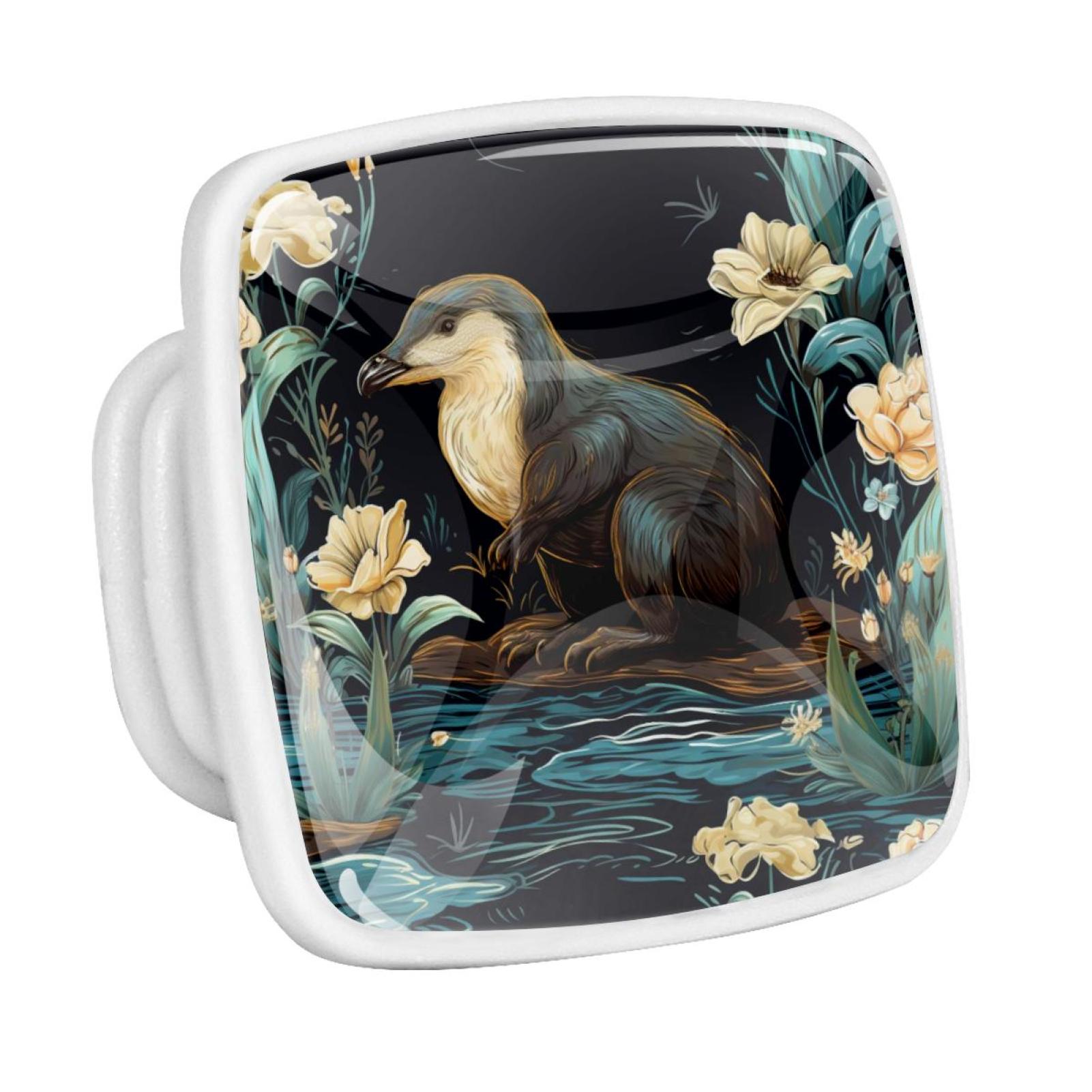 Duckbill Fluorescent Drawer Pulls with Screws Square 4-Pack Glow Dark ...