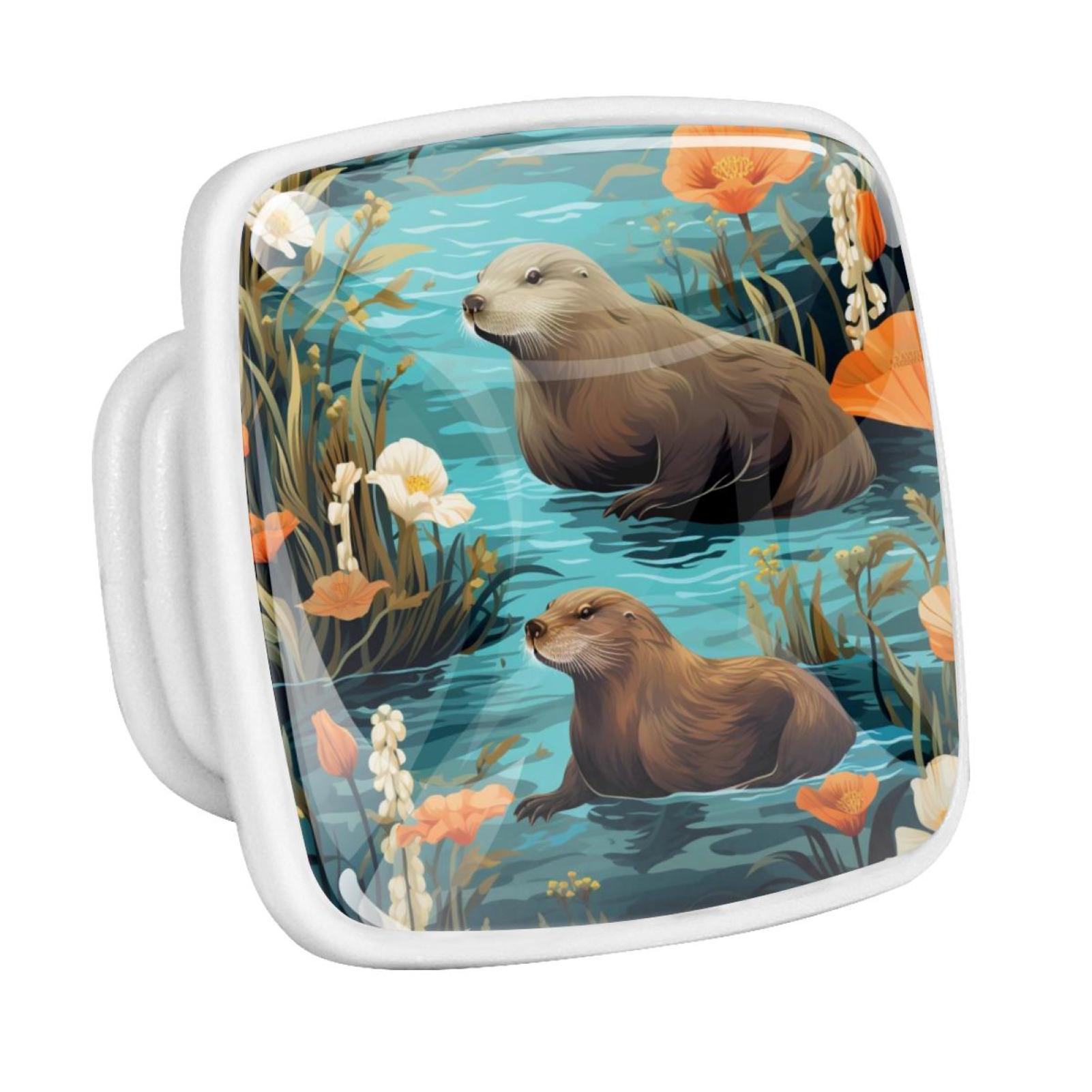 Duckbill Fluorescent Drawer Pulls with Screws Square 4-Pack Glow Dark ...