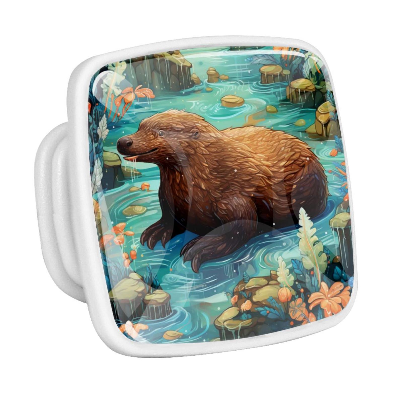 Duckbill Fluorescent Drawer Pulls with Screws Square 4-Pack Glow Dark ...