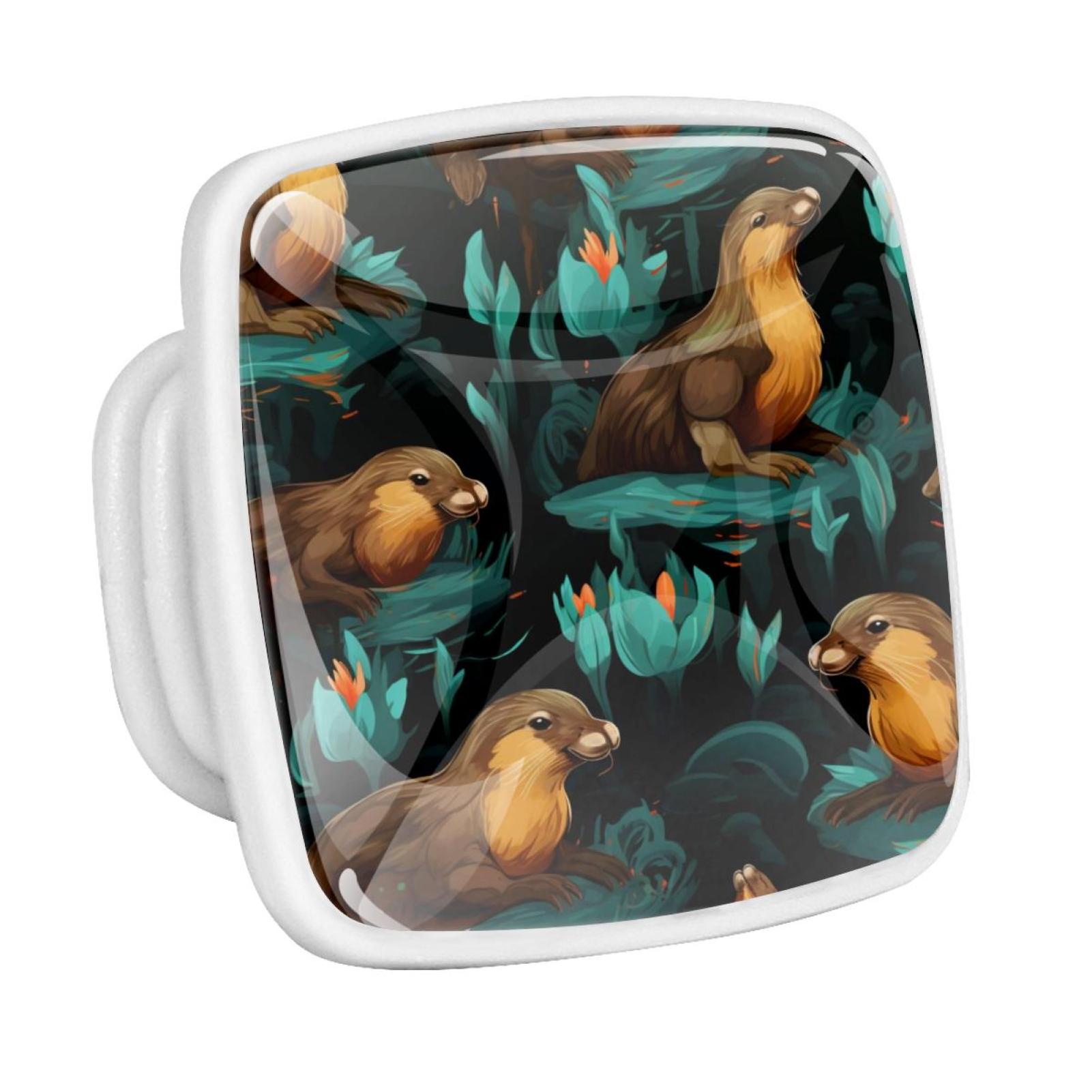 Duckbill Fluorescent Drawer Pulls with Screws Square 4-Pack Glow Dark ...