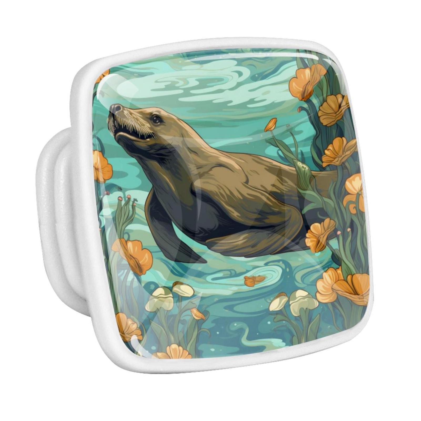 Duckbill Fluorescent Drawer Pulls with Screws Square 4-Pack Glow Dark ...