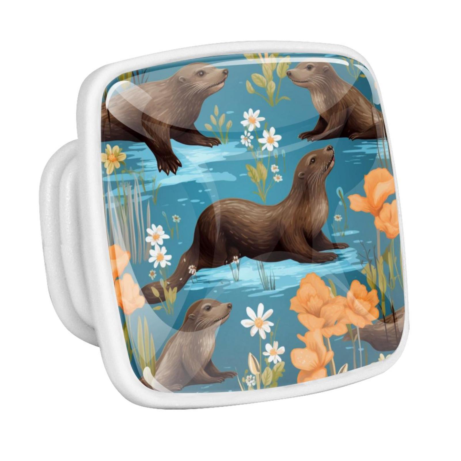 Duckbill Fluorescent Drawer Pulls with Screws Square 4-Pack Glow Dark ...