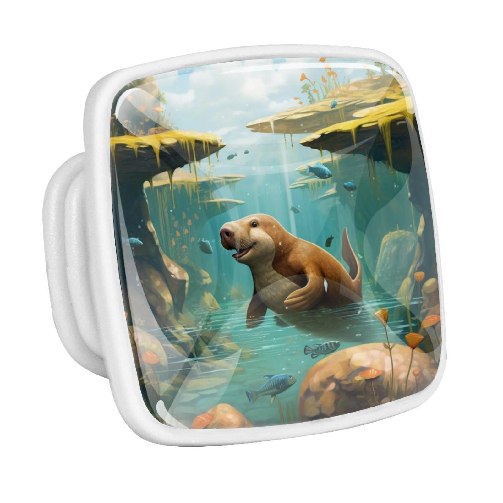 Duckbill Fluorescent Drawer Pulls with Screws Square 4-Pack Glow Dark ...