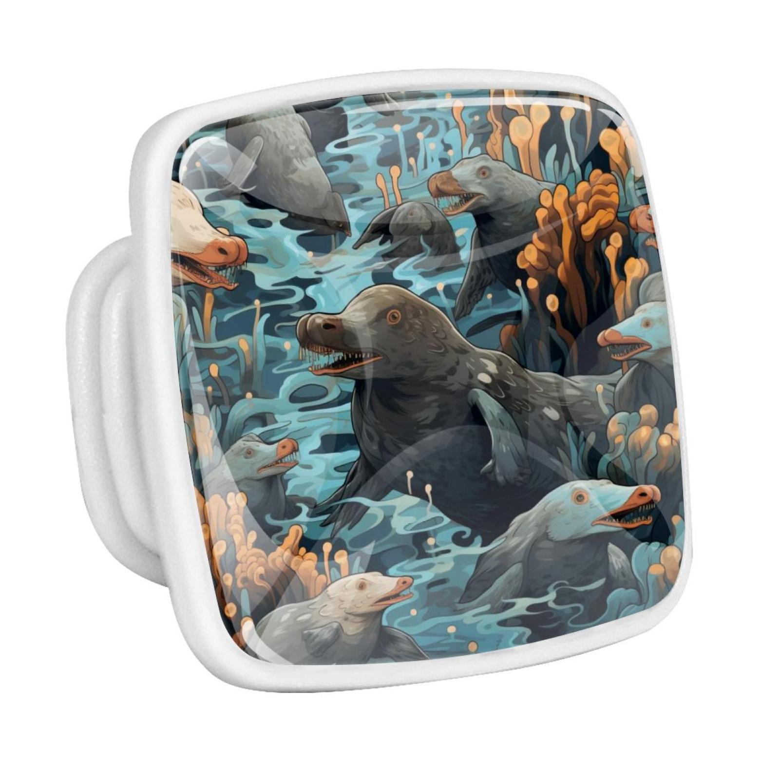 Duckbill Fluorescent Drawer Pulls with Screws Square 4-Pack Glow Dark ...