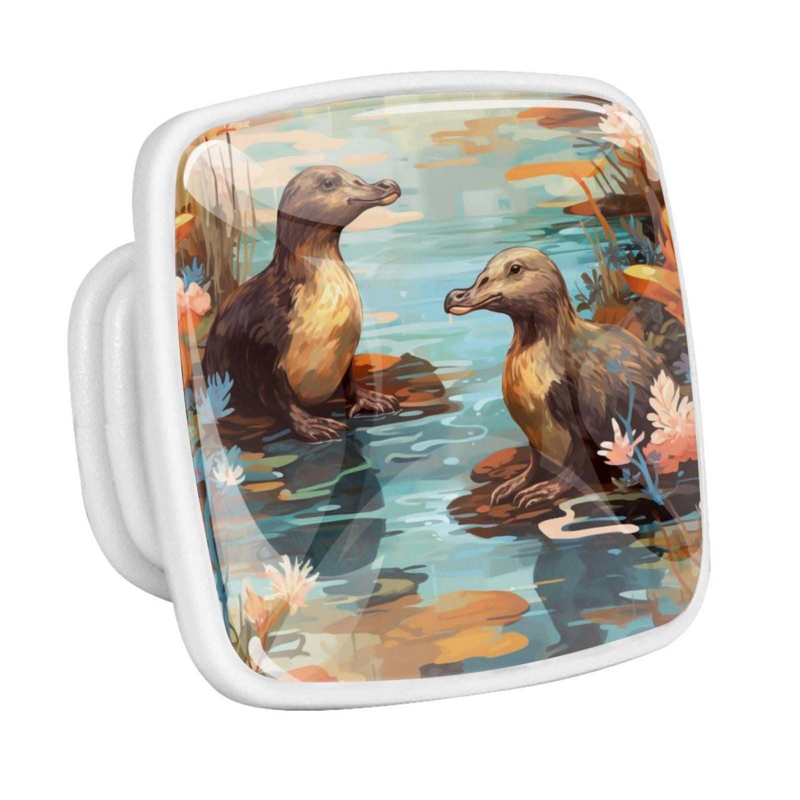 Duckbill Fluorescent Drawer Pulls with Screws Square 4-Pack Glow Dark ...