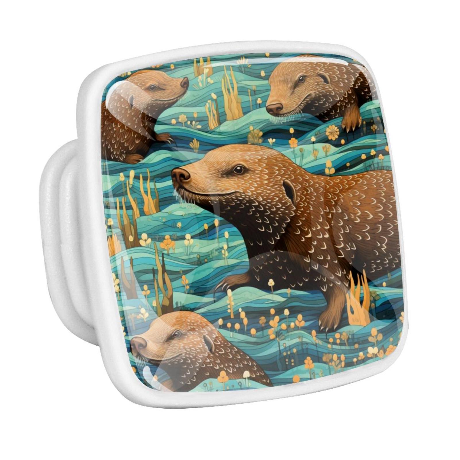 Duckbill Fluorescent Drawer Pulls with Screws Square 4-Pack Glow Dark ...