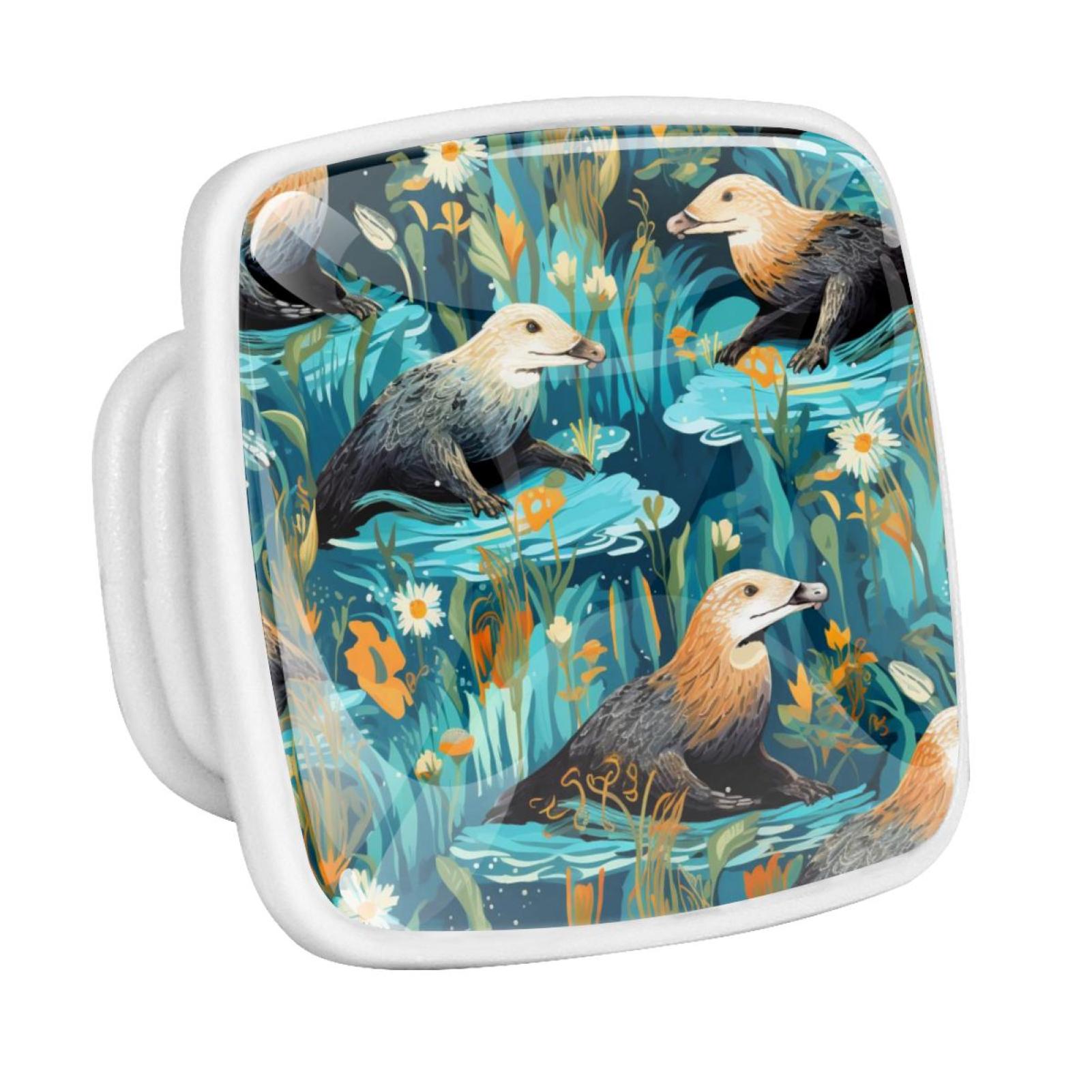 Duckbill Fluorescent Drawer Pulls with Screws Square 4-Pack Glow Dark ...