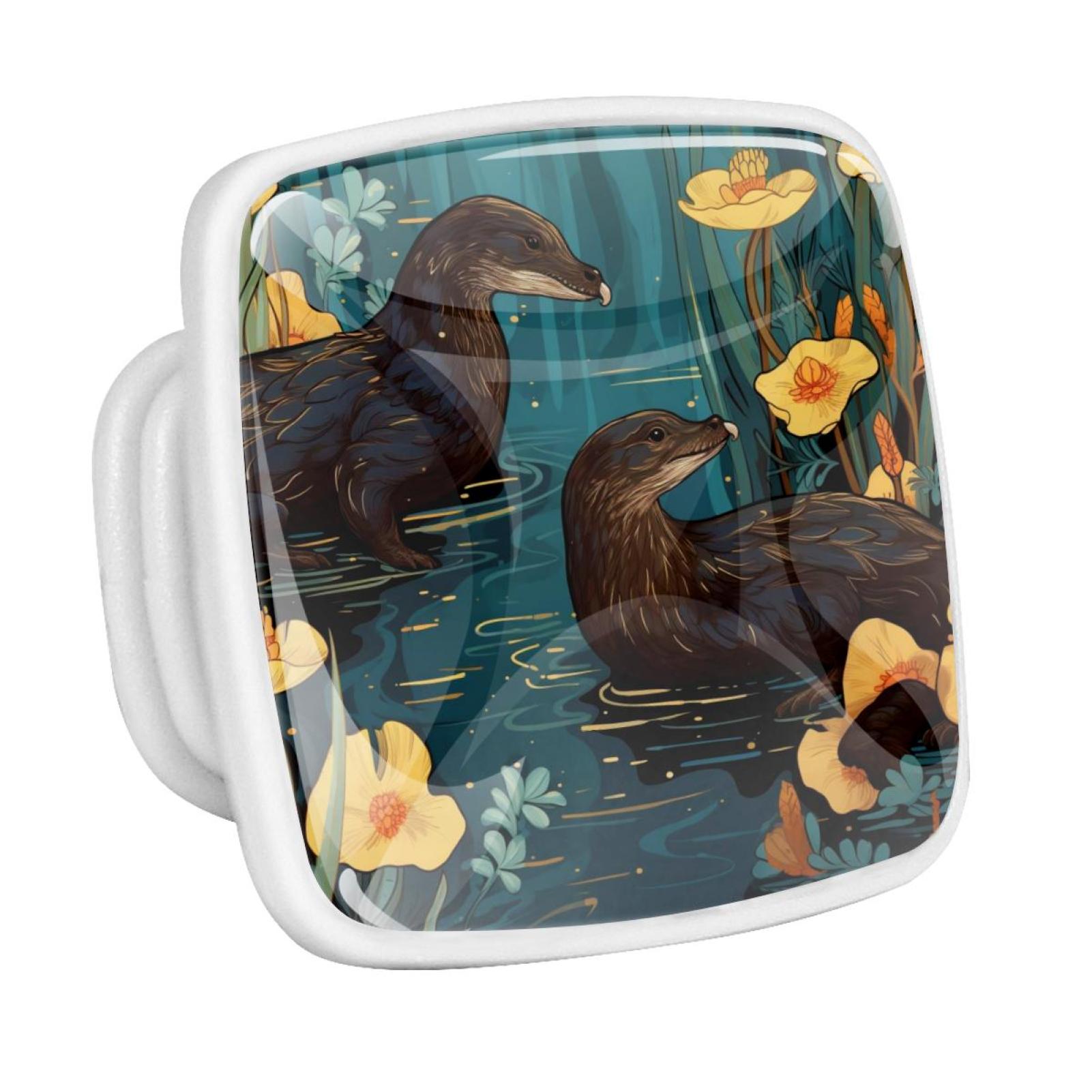 Duckbill Fluorescent Drawer Pulls with Screws Square 4-Pack Glow Dark ...