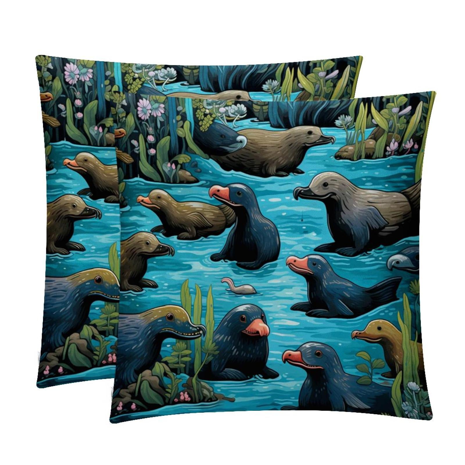 Duckbill Pattern 2pc Luxurious Velvet Throw Pillow Covers Unique Ideal ...