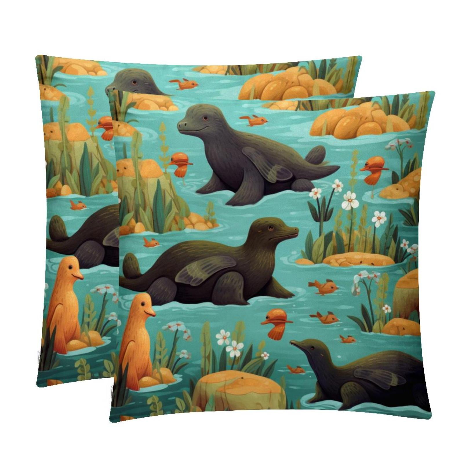 Duckbill Pattern 2pc Luxurious Velvet Throw Pillow Covers Unique Ideal ...