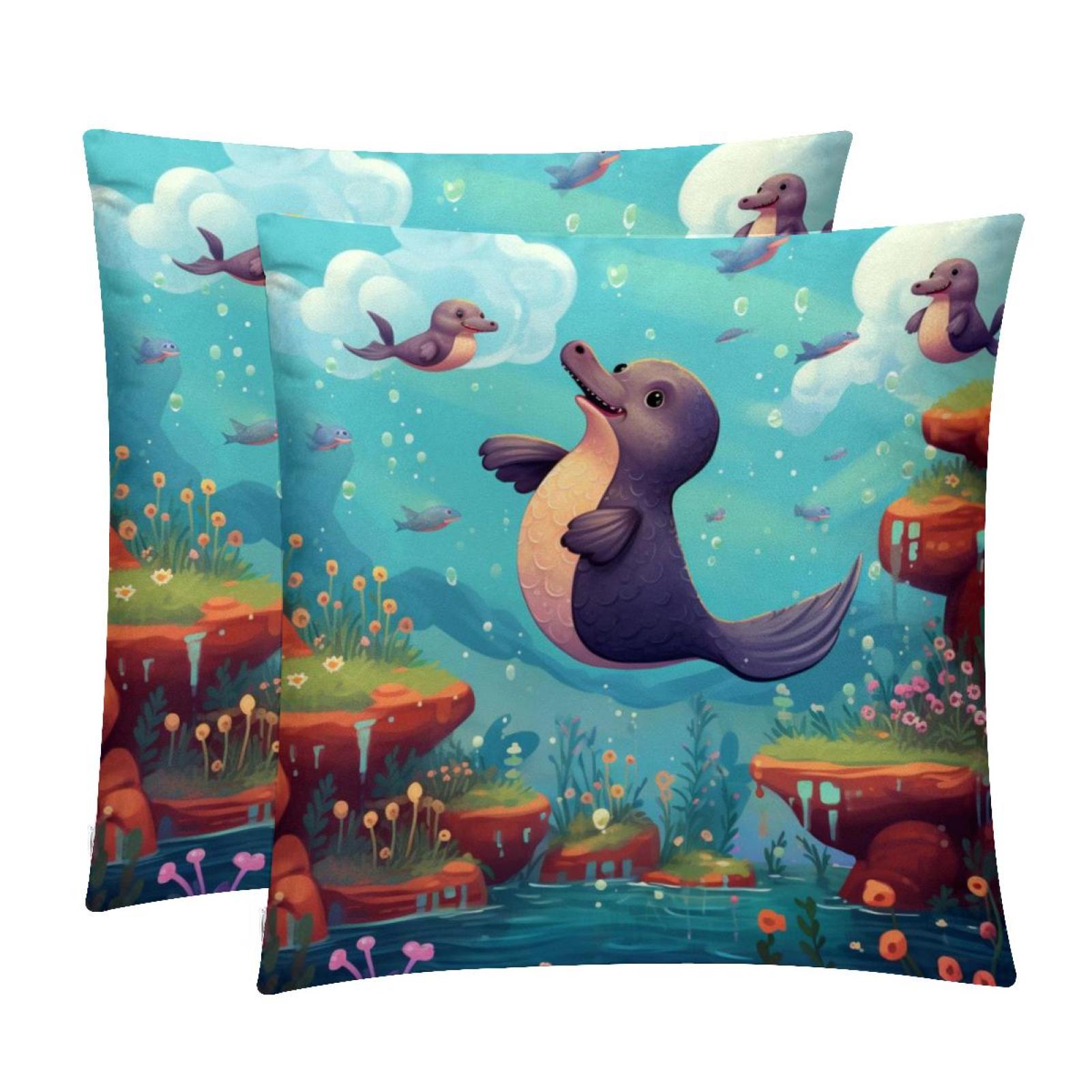 Duckbill Pattern 2pc Luxurious Velvet Throw Pillow Covers Unique Ideal ...