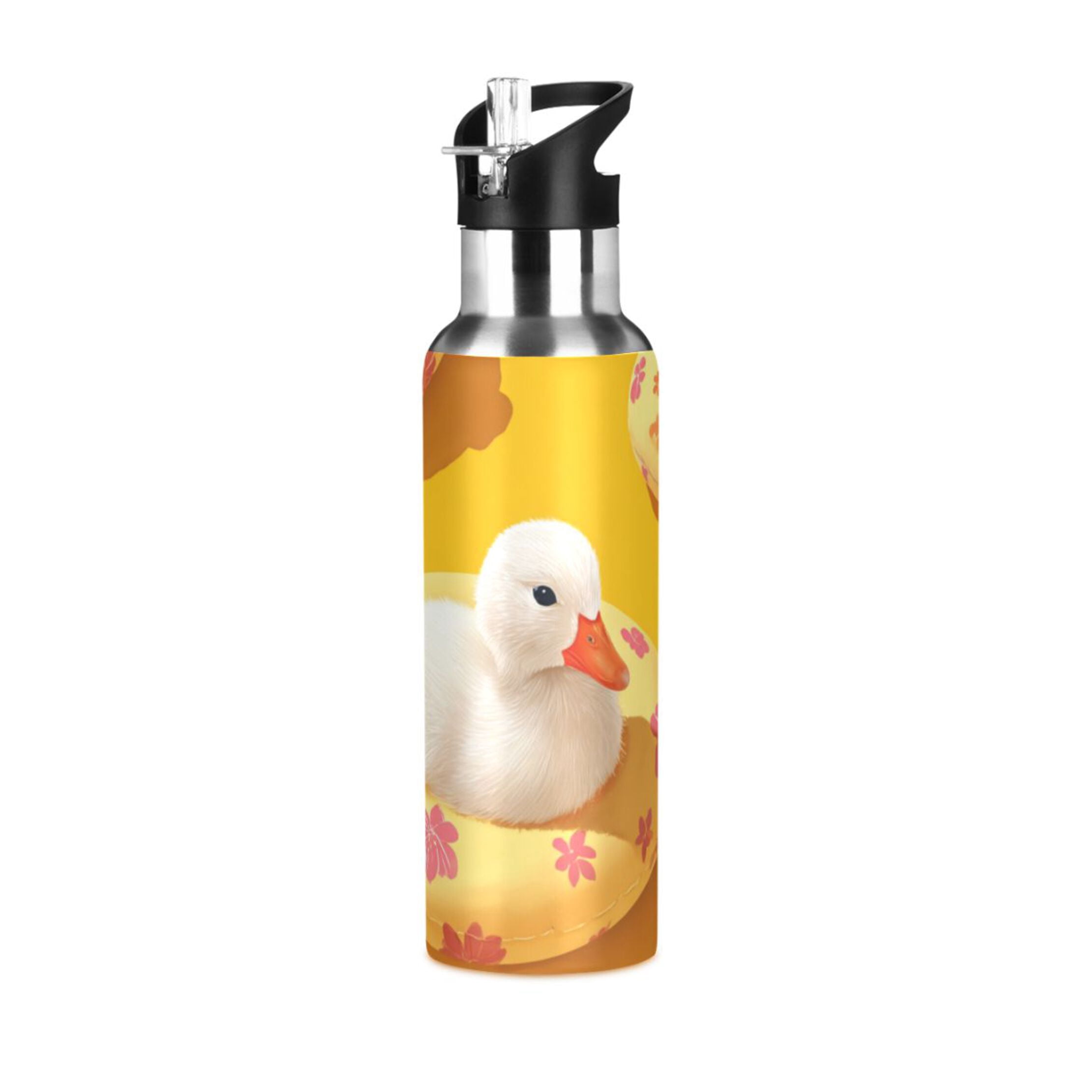 Duckies on Swimming Circles Sports Bottle with Straw Stainless Steel ...