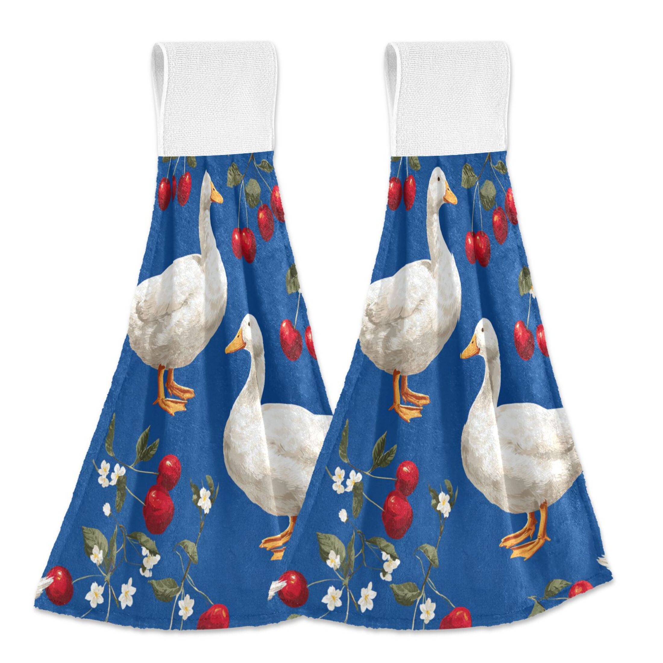 Ducks Cherries Small Flowers Leaves Hanging Towels with Loop Hand ...