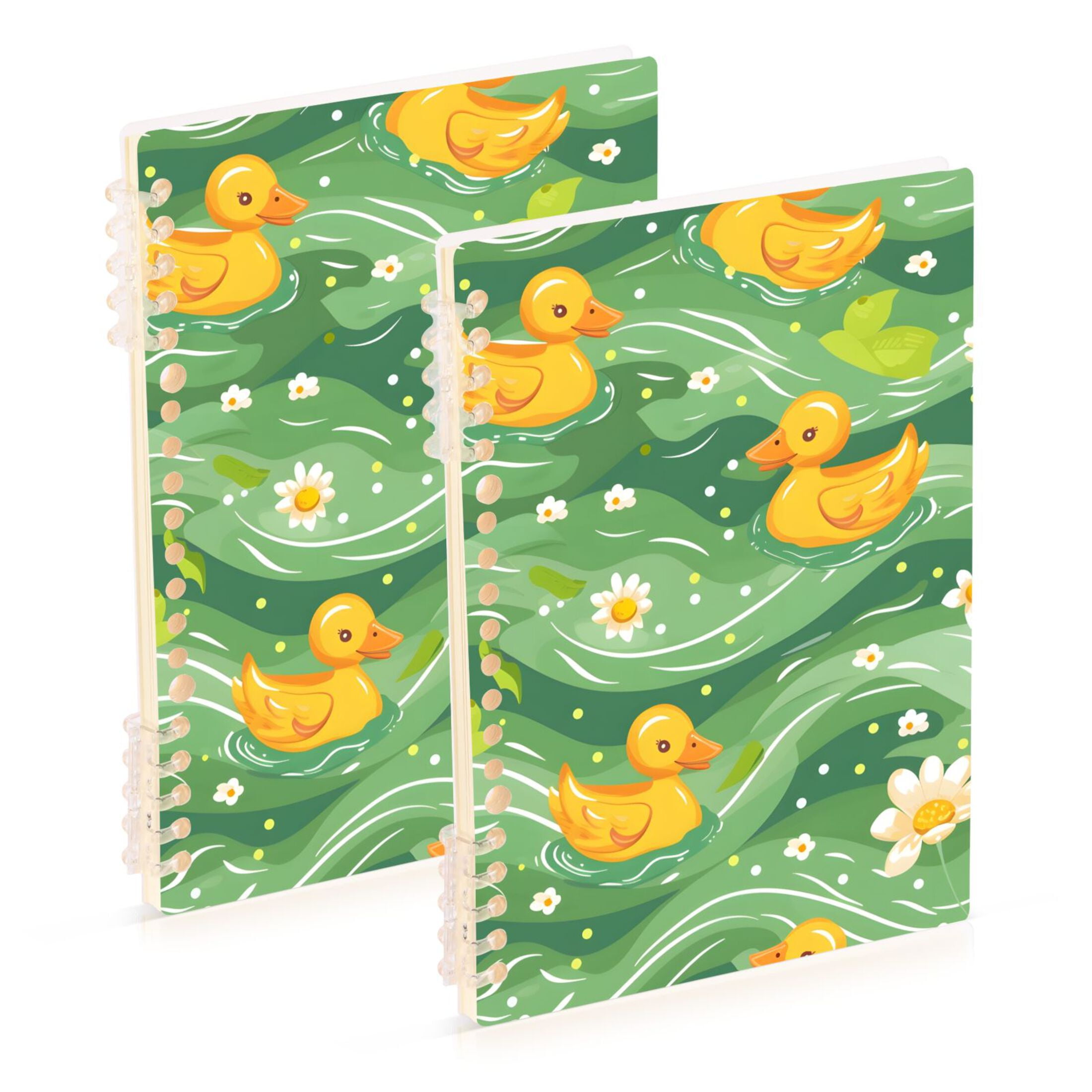 Ducks Daisy Flower on Green Wave Ring Binder Notebook Journey Note ...