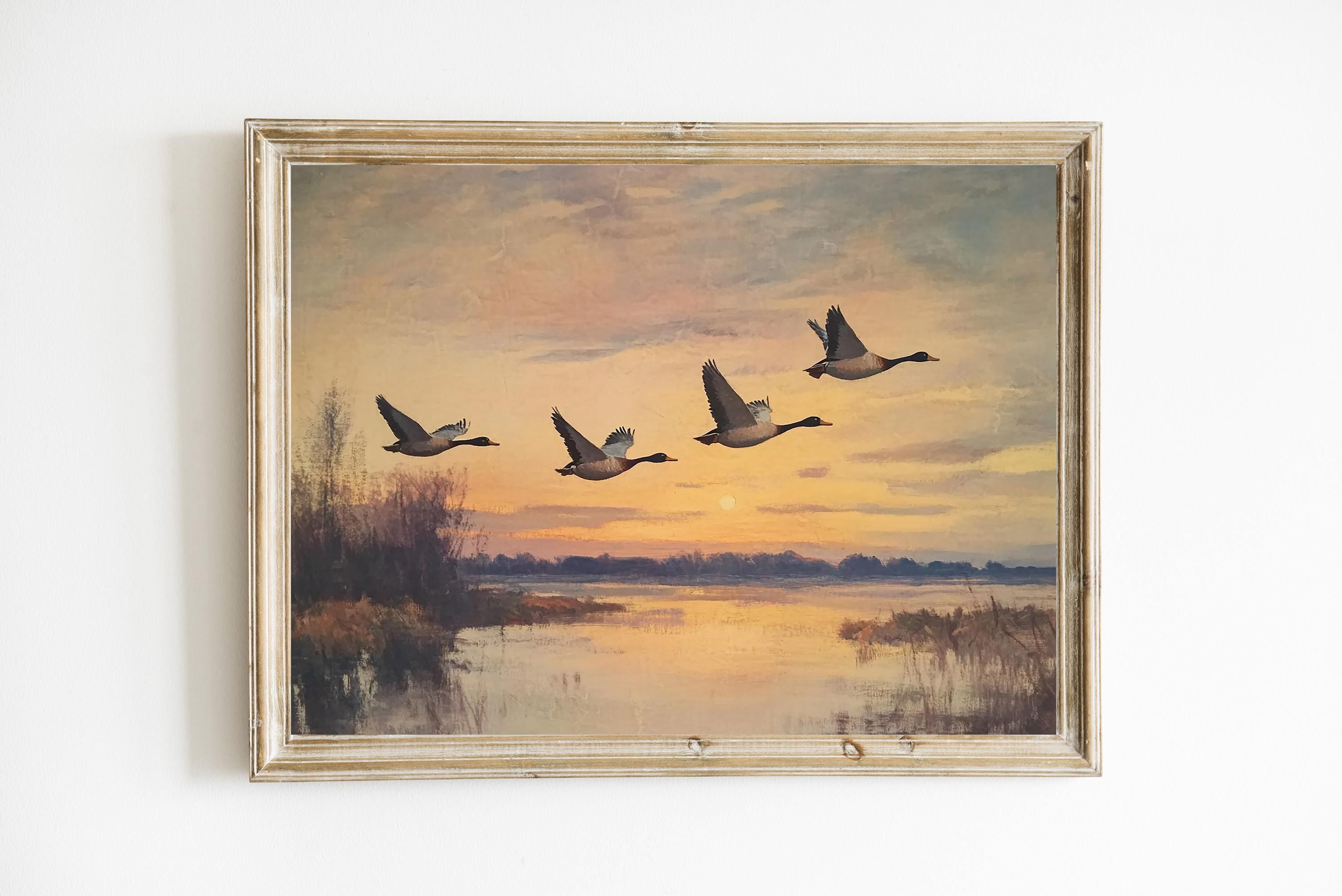Ducks In Flight Print Poster Modern Farmhouse Wall Art Poster Rustic ...