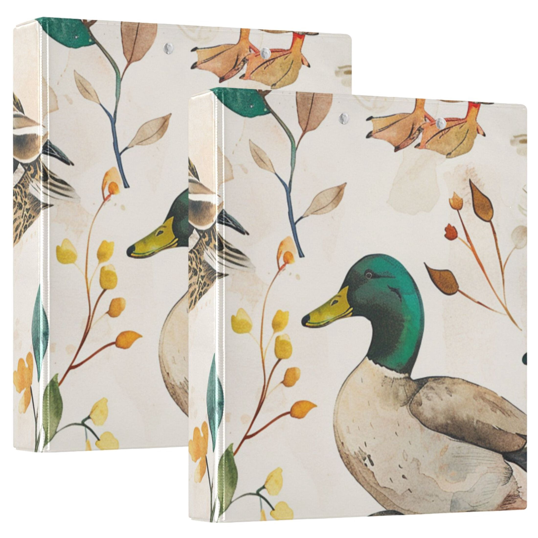Ducks Leaves 3 Ring Binders 1.5 inch Hardcover File Folders with ...