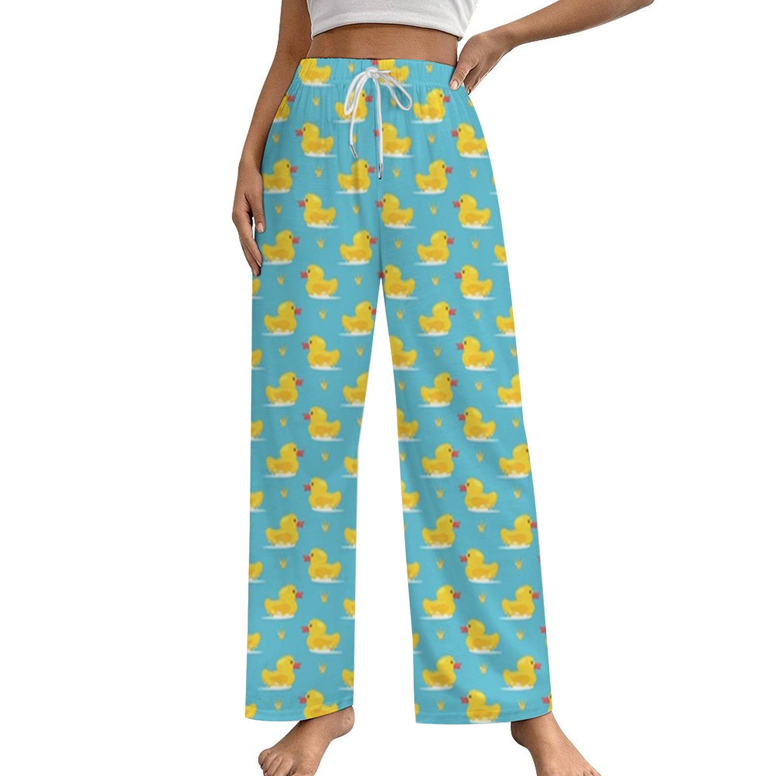 Ducks Print,Comfy Pajama Pants for Women,Cartoon Pattern of Ducks on ...