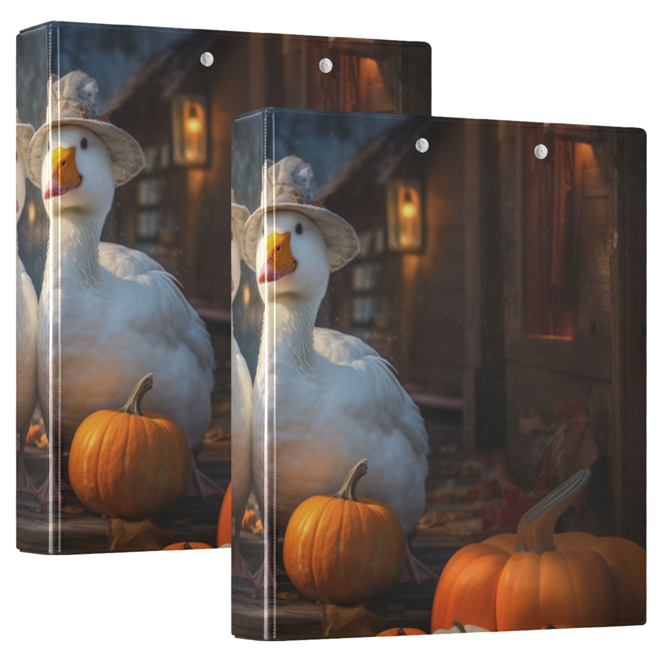 Ducks Pumpkins Lambs 3 Ring Binders 1.5 inch Hardcover File Folders with Interior Pockets A4 ...