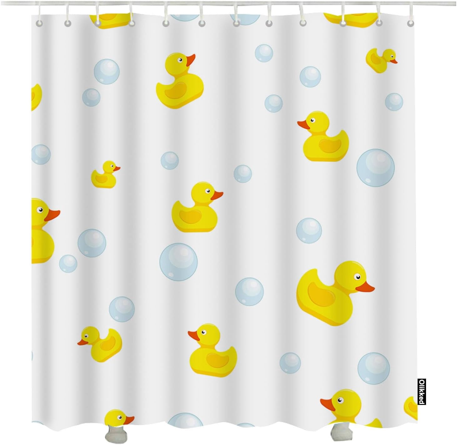 Ducks Shower Curtain Cute Yellow Rubber Duck Soap Bubbles Summer ...