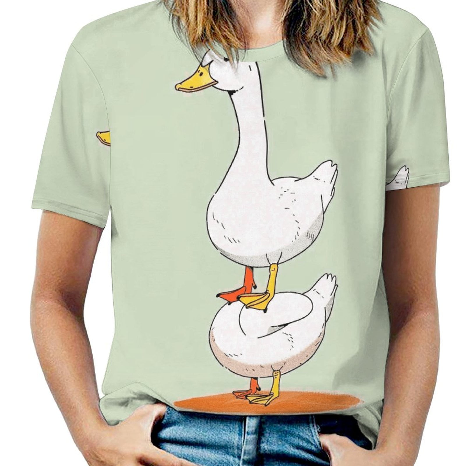 Ducks Stacked Playfully Women's T-Shirt Short Sleeve T Shirts Tops Tee ...