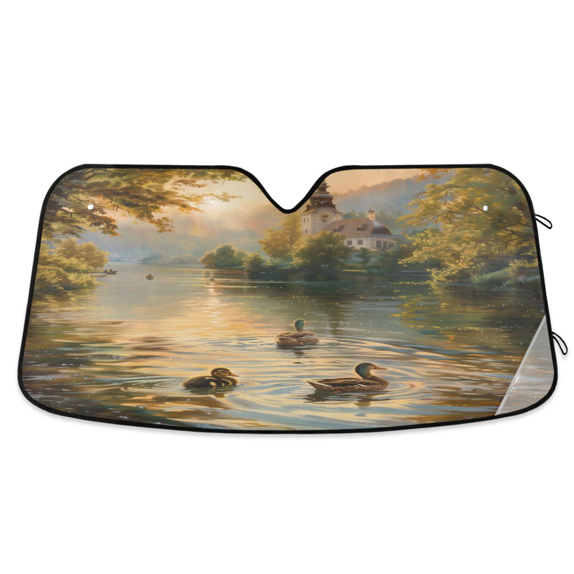 Ducks Swimming in Lake at Sunrise Car Windshield Sun Shade Foldable Car ...